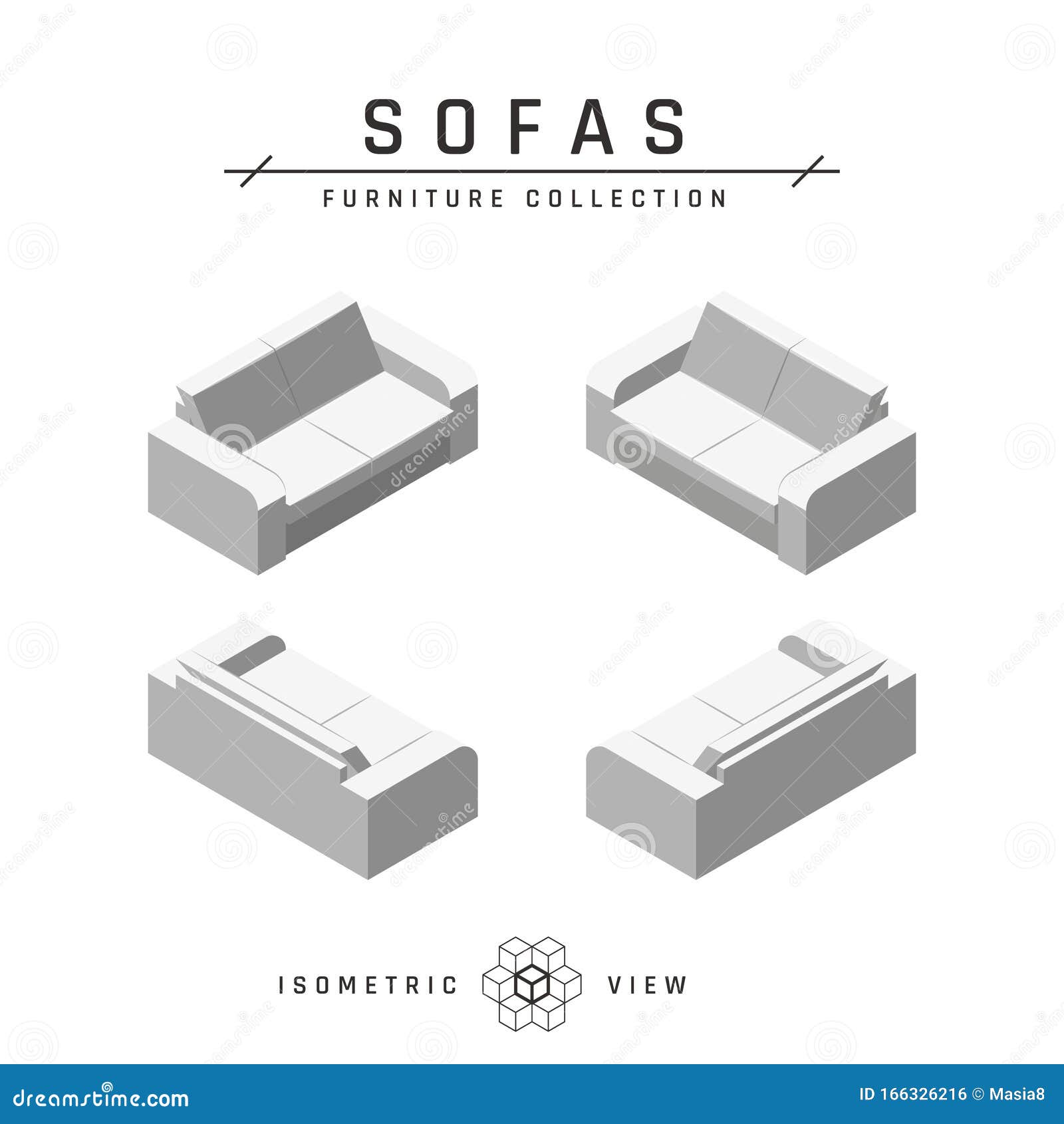 Isometric Sofa, Set of Icons in Flat Style Stock Vector - Illustration of infographic, isolated ...
