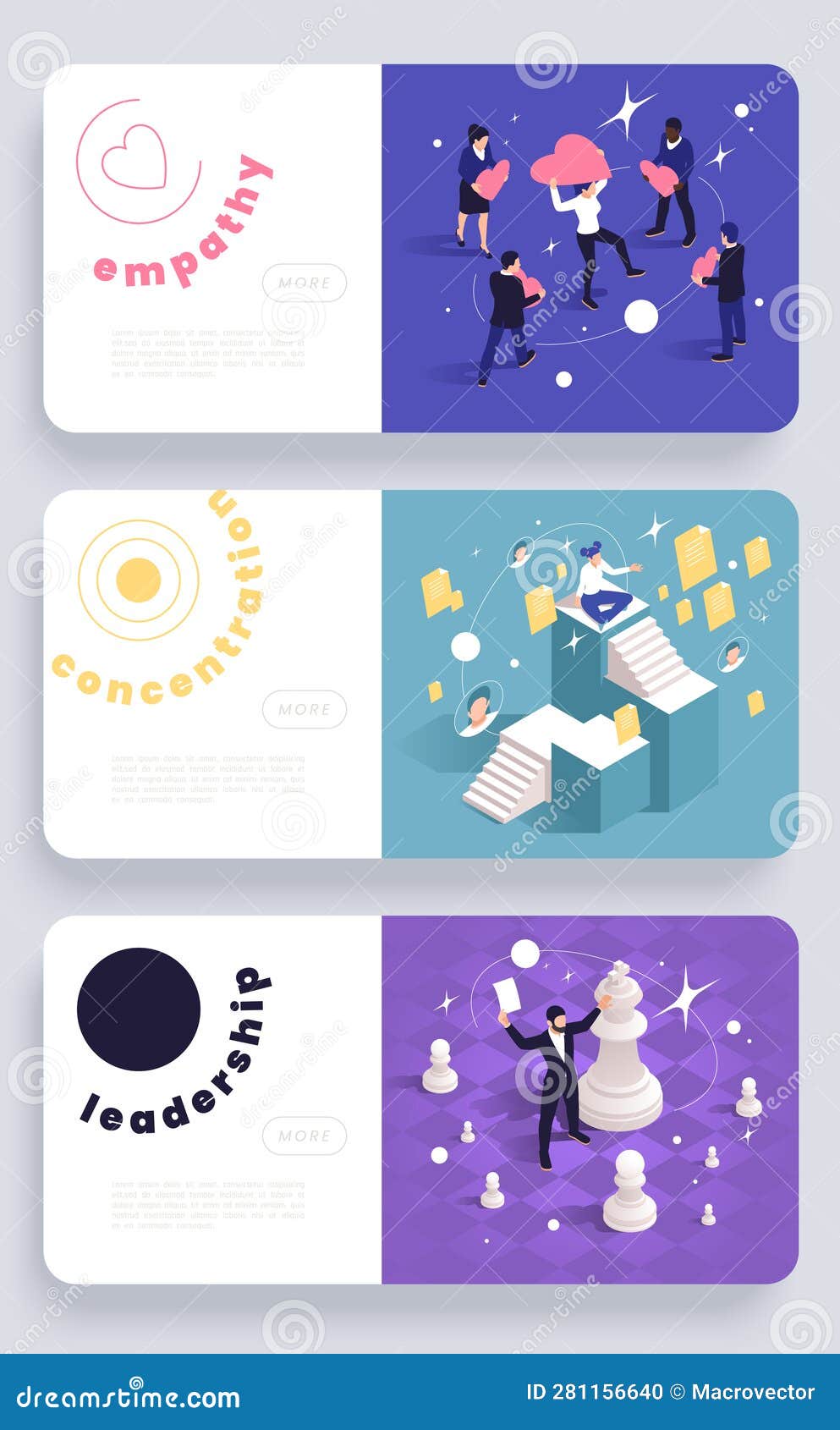 Isometric Soft Skills Banners Stock Vector - Illustration of people ...