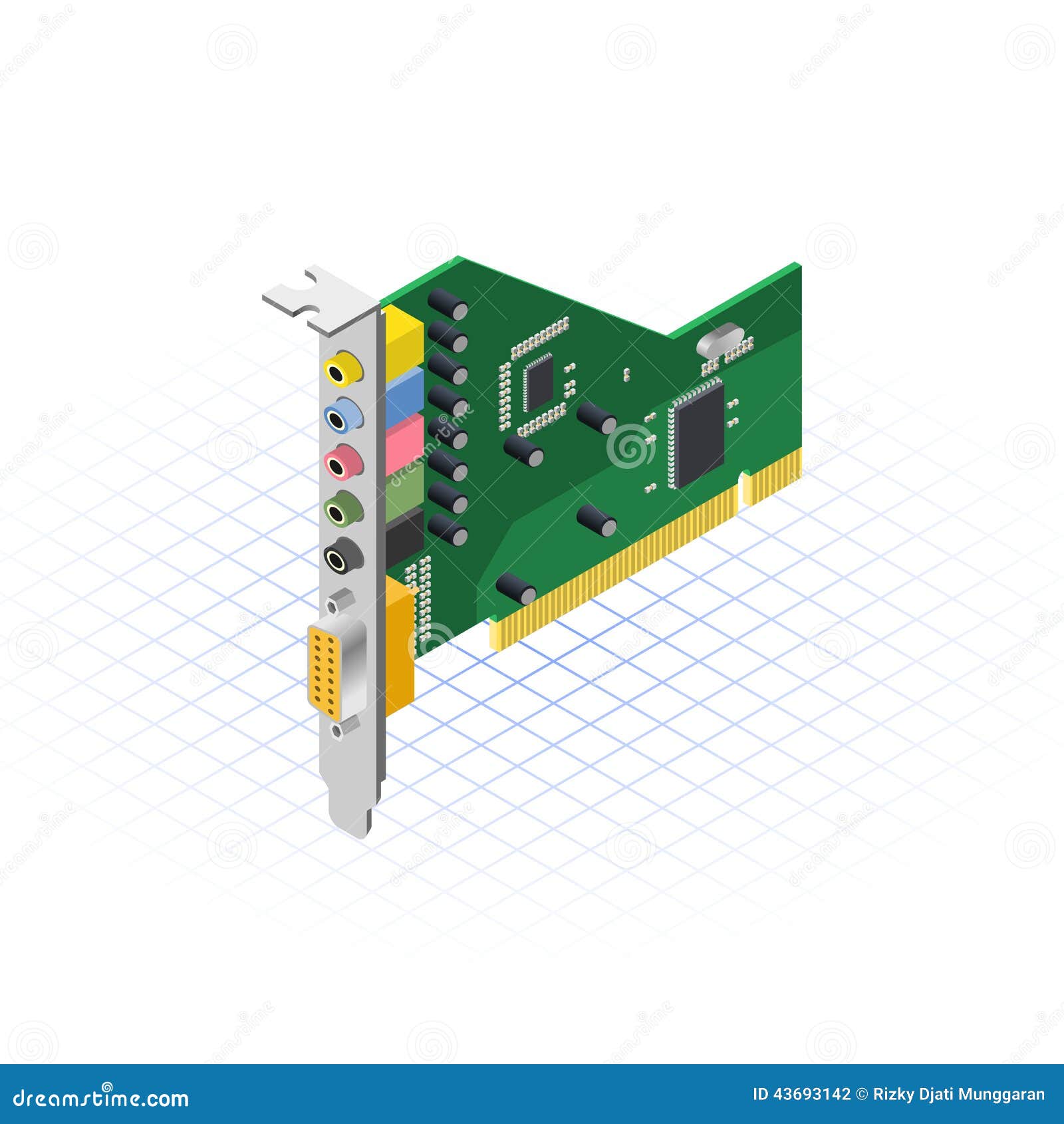 Sound Card Showing Input And Output Jacks Icon Cartoon Vector ...