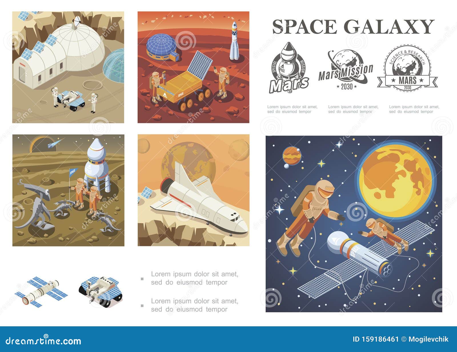 Isometric Space Exploration Composition Stock Vector - Illustration of ...