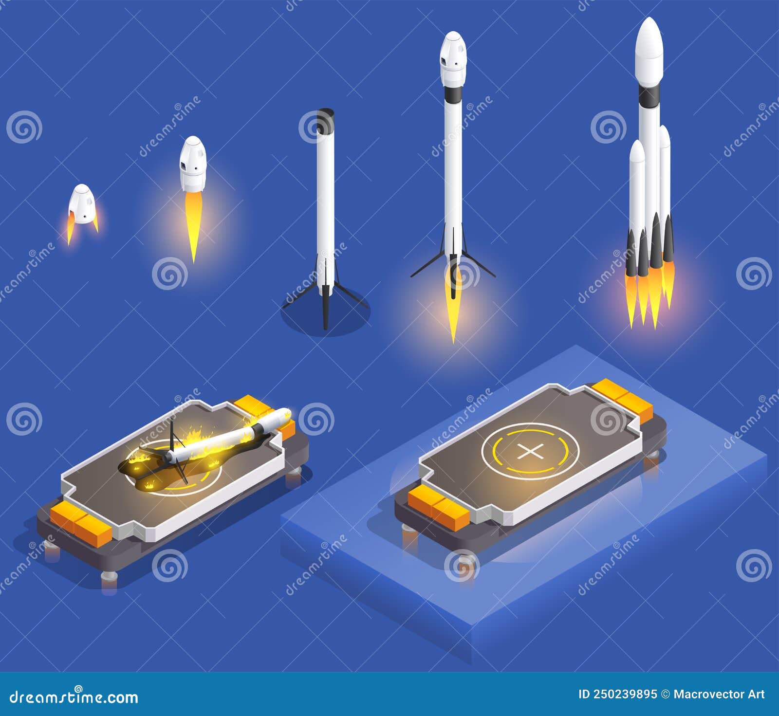 Isometric Space Launch Composition Stock Vector - Illustration of ...