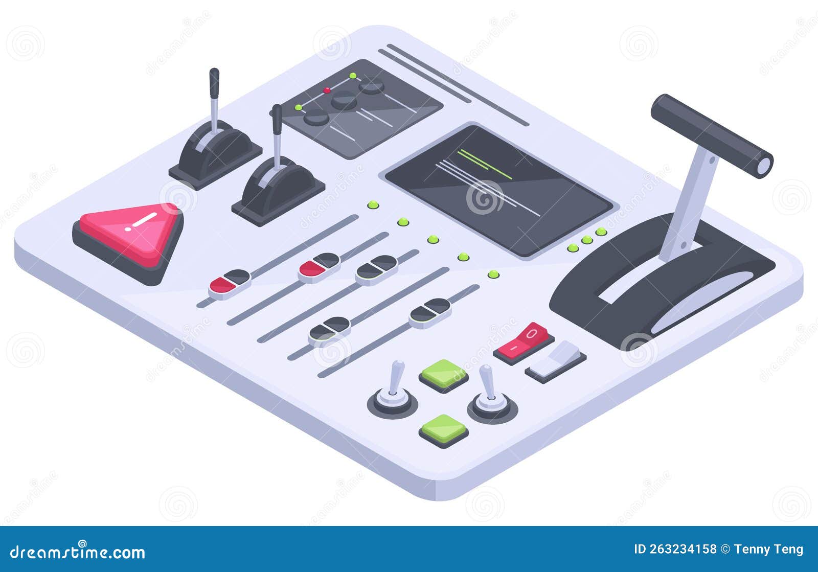 Isometric Spaceship 3d Dashboard. Aircraft Control Panel with Sliders ...