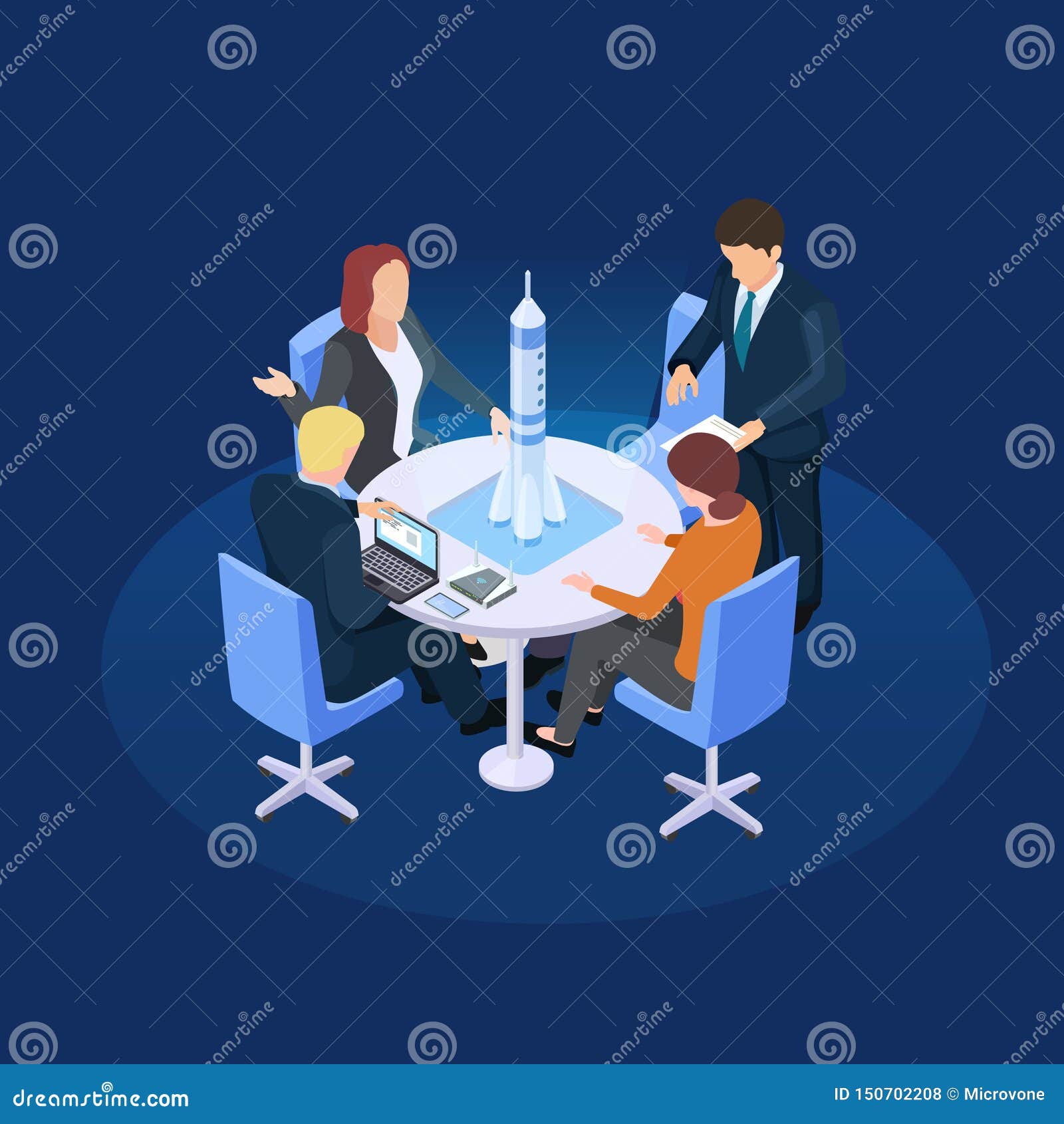 Isometric Spaceship Landing Module With Spaceman In Space Suit On Mars ...