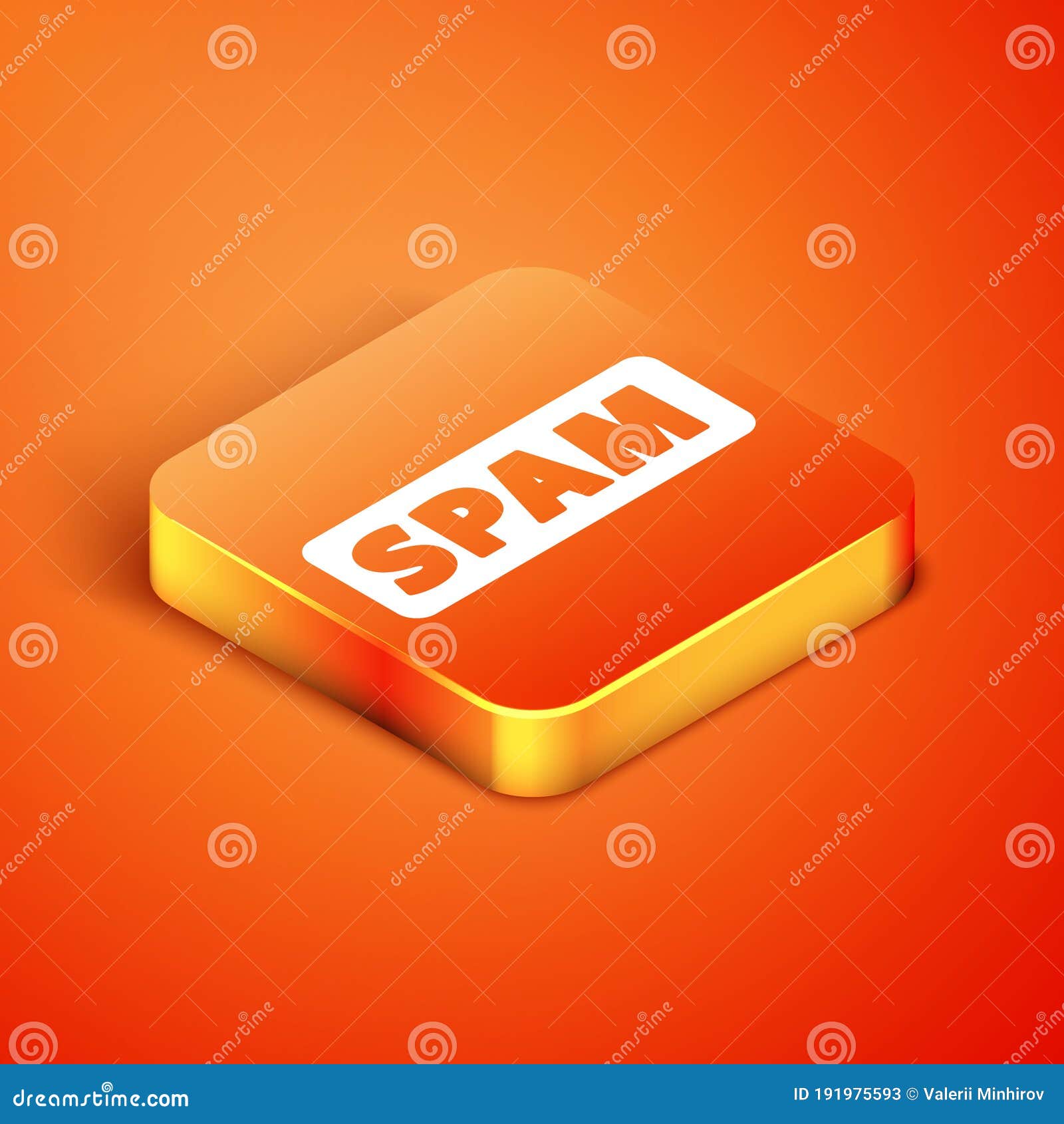 Isometric Spam Icon Isolated on Orange Background. Vector Stock Vector ...