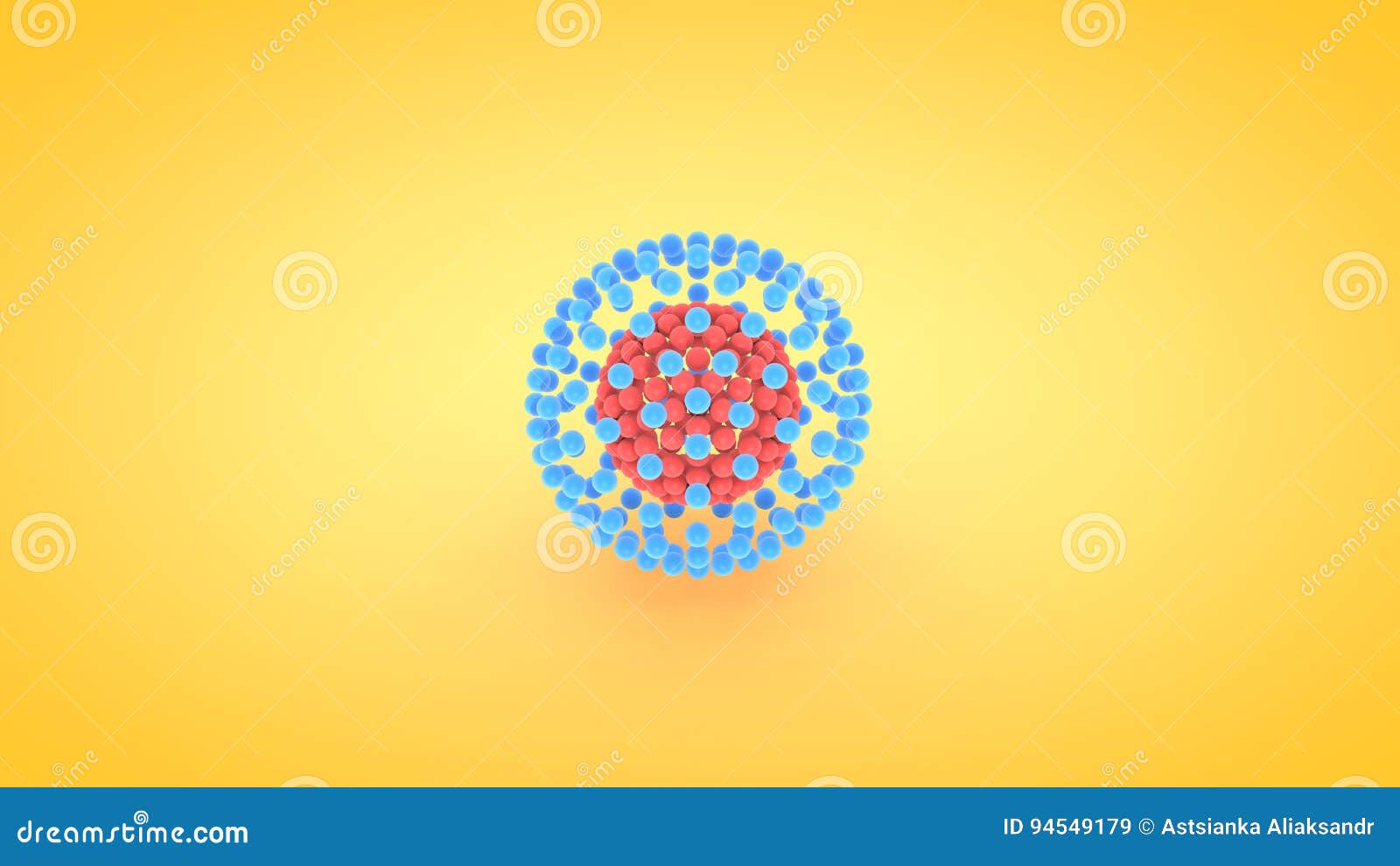 Isometric Sphere Atom Array Illustration, 3D Rendering Stock ...
