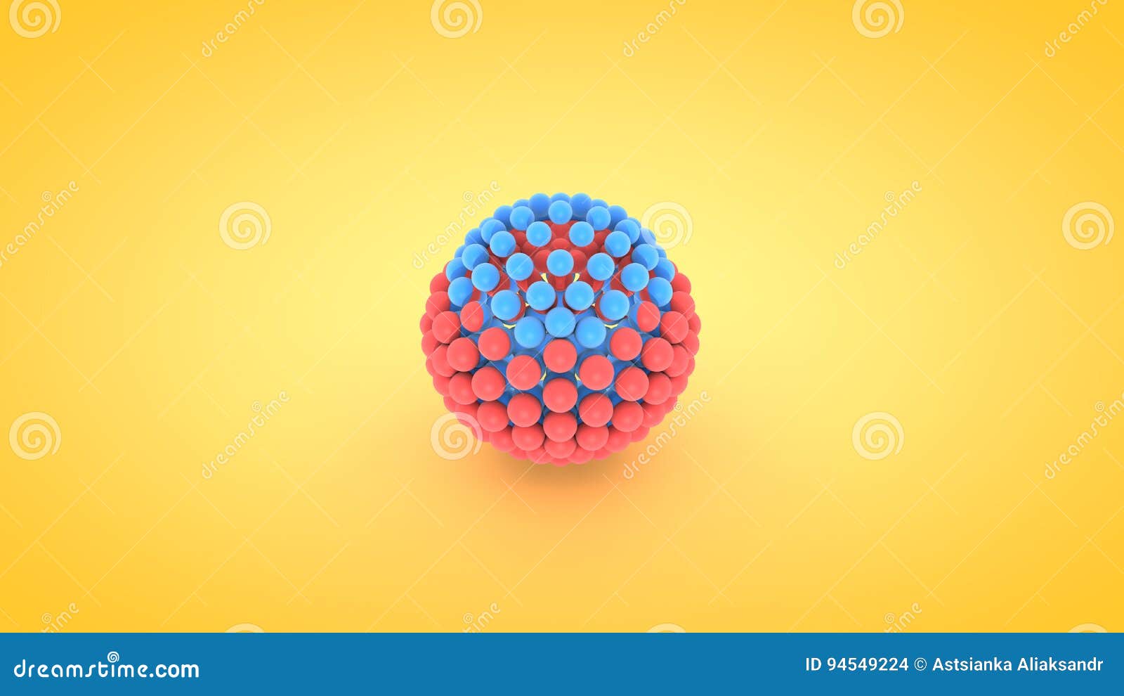 Isometric Sphere Atom Array Illustration, 3D Rendering Stock ...