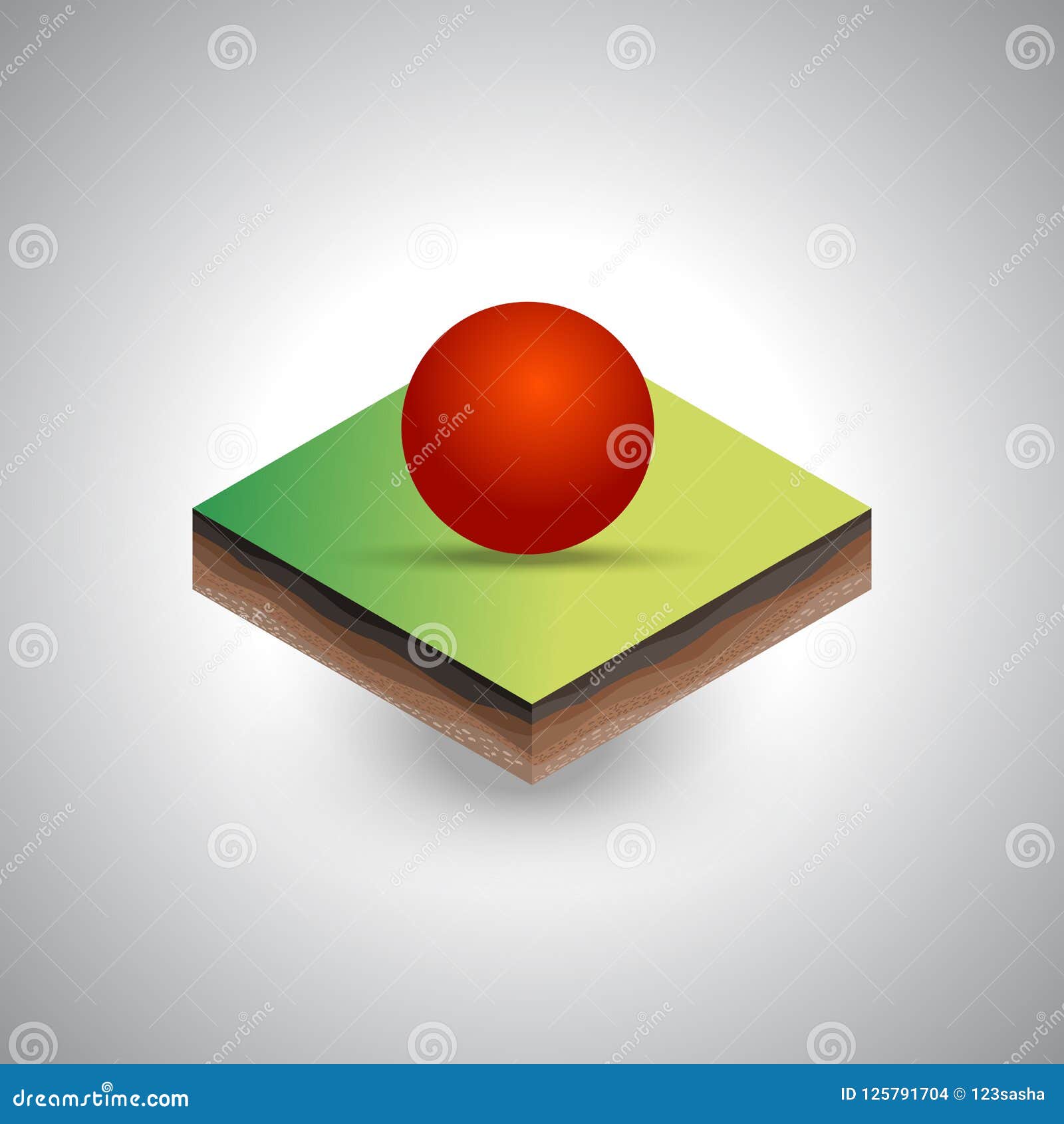 Isometric Sphere on the Piece of the Soil Stock Vector - Illustration ...