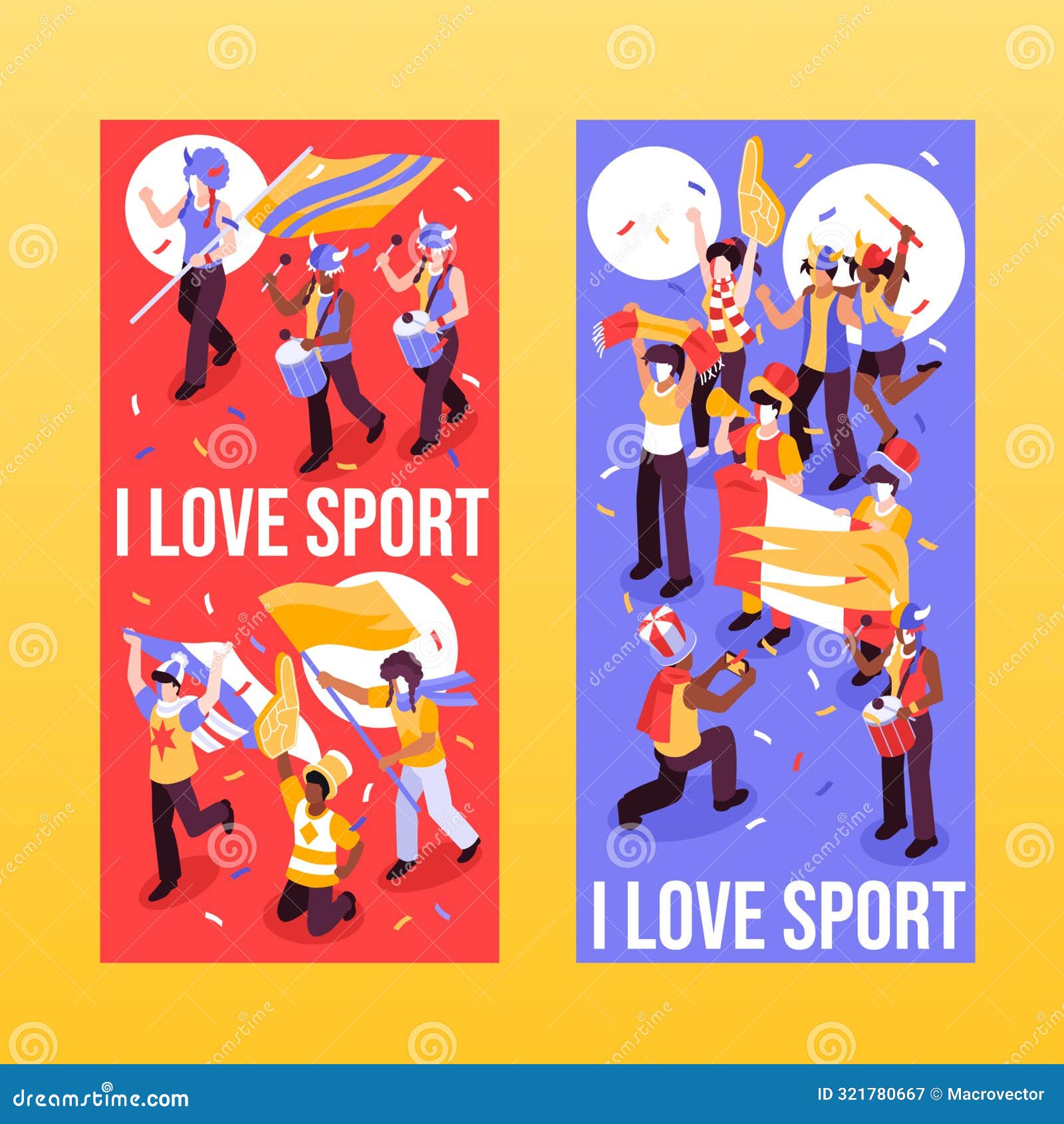 Isometric Sport Fan Vertical Banner Templates Stock Illustration ...