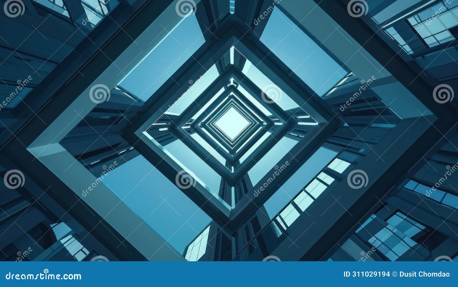 Isometric Square Bottom View from Inside Building. Stock Photo - Image ...