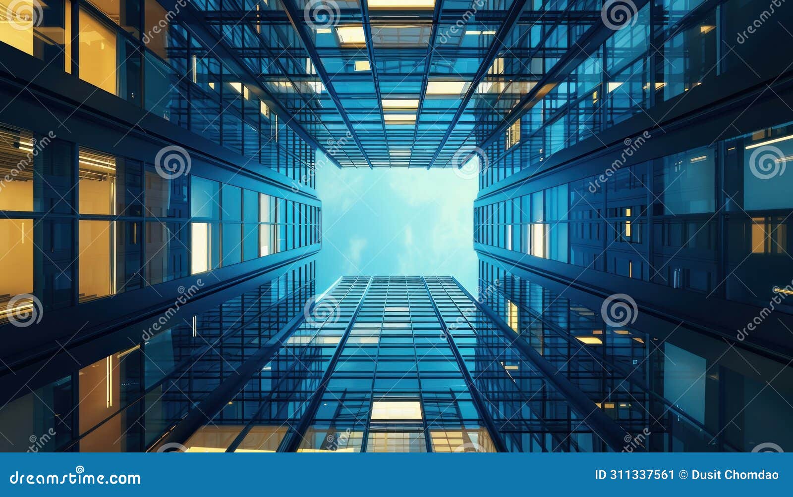 Isometric Square Bottom View from Inside Building. Stock Image - Image ...