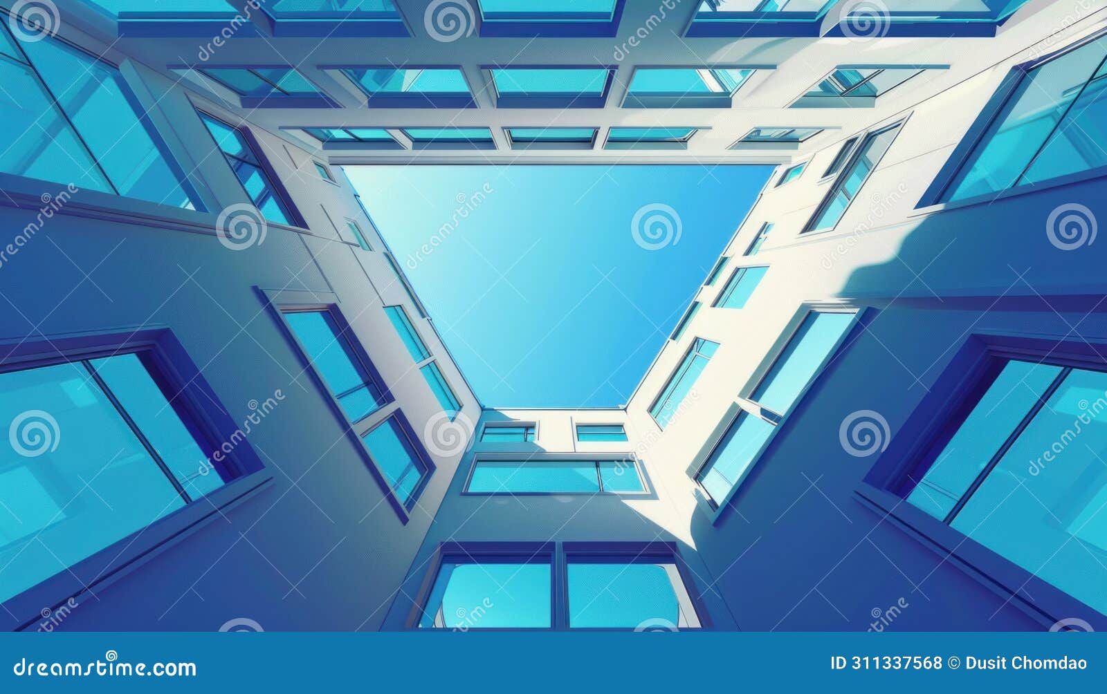 Isometric Square Bottom View from Inside Building. Stock Photo - Image ...
