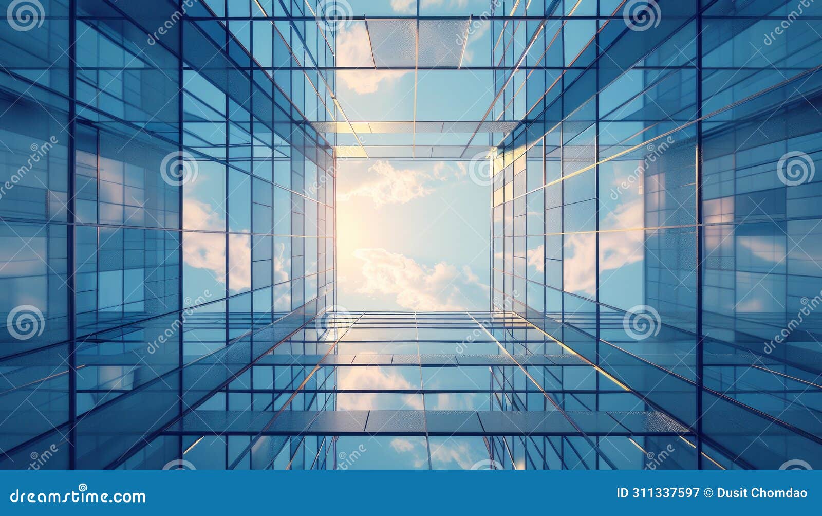 Isometric Square Bottom View from Inside Building. Stock Image - Image ...