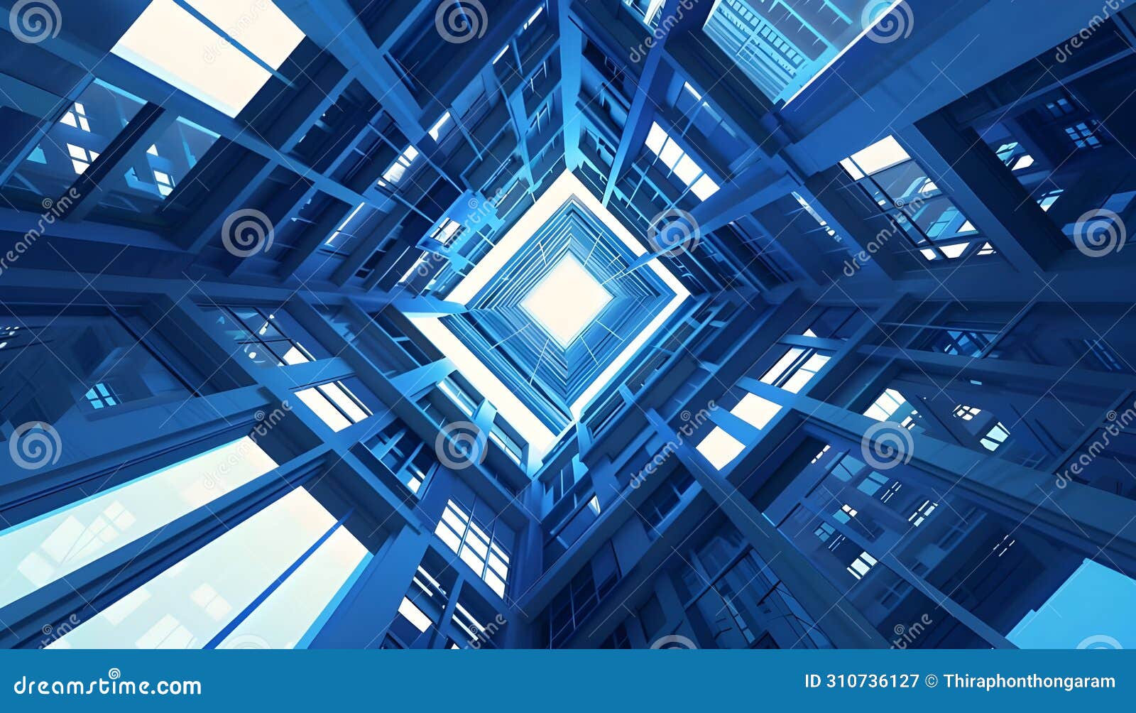 Square Bottom View from Inside Building Stock Illustration ...