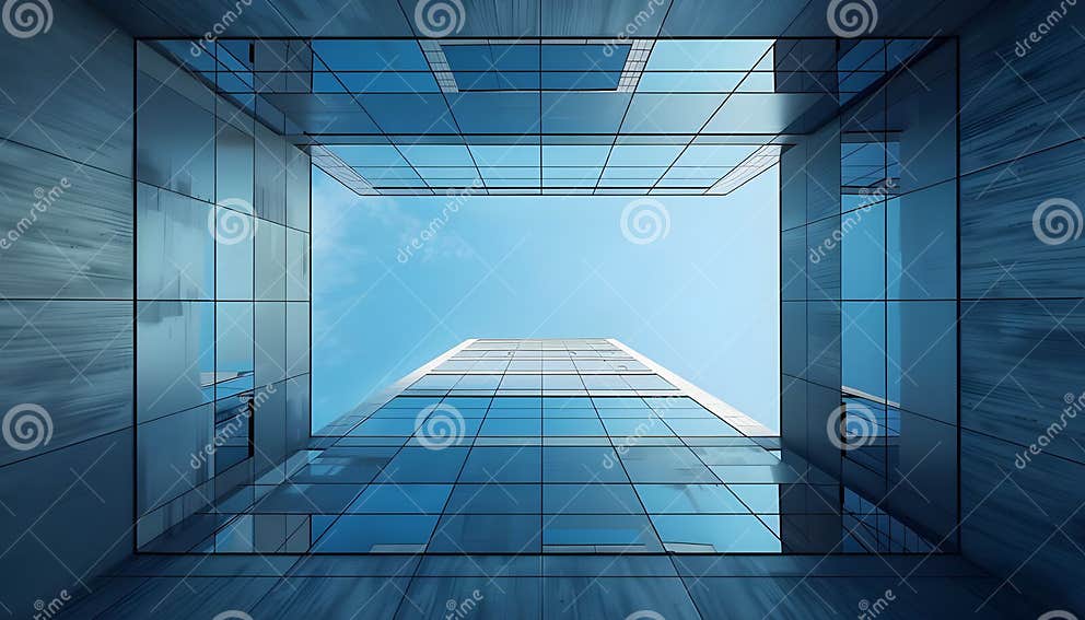 Square Bottom View from Inside Building Stock Illustration ...
