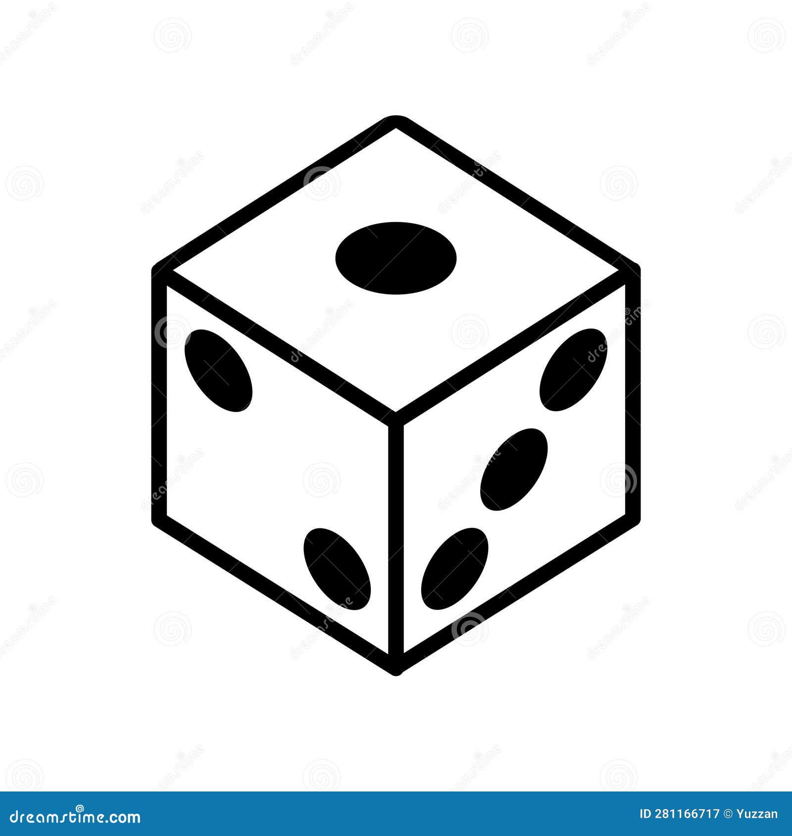 Isometric Square Dice Outline Icon Vector Illustration Stock Vector ...