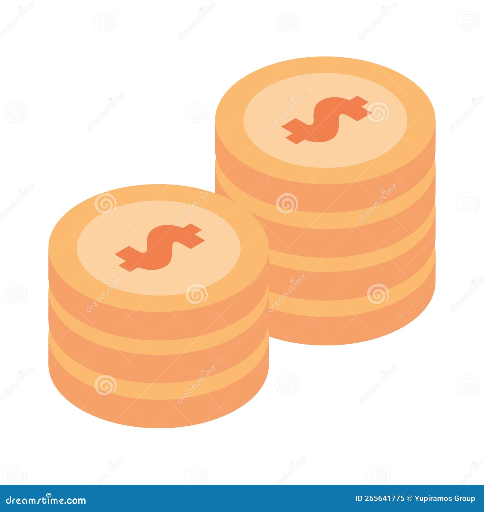 Isometric stack of coins stock vector. Illustration of stack - 265641775