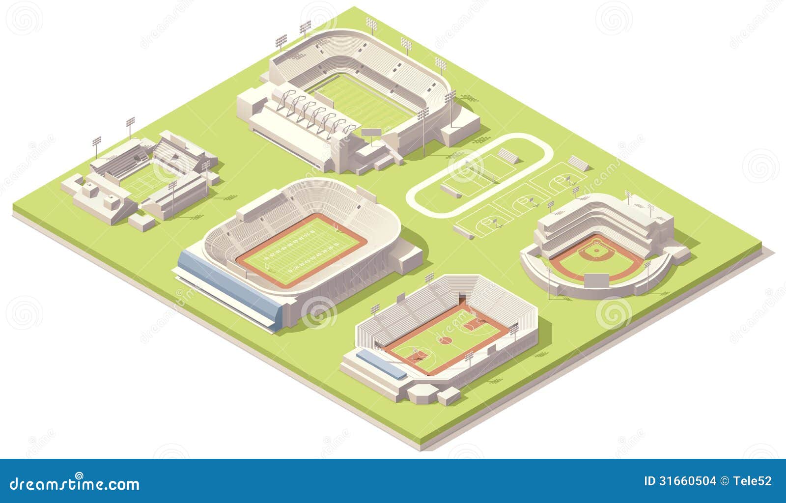 Isometric Stadium Buildings Set Stock Vector - Illustration of ...