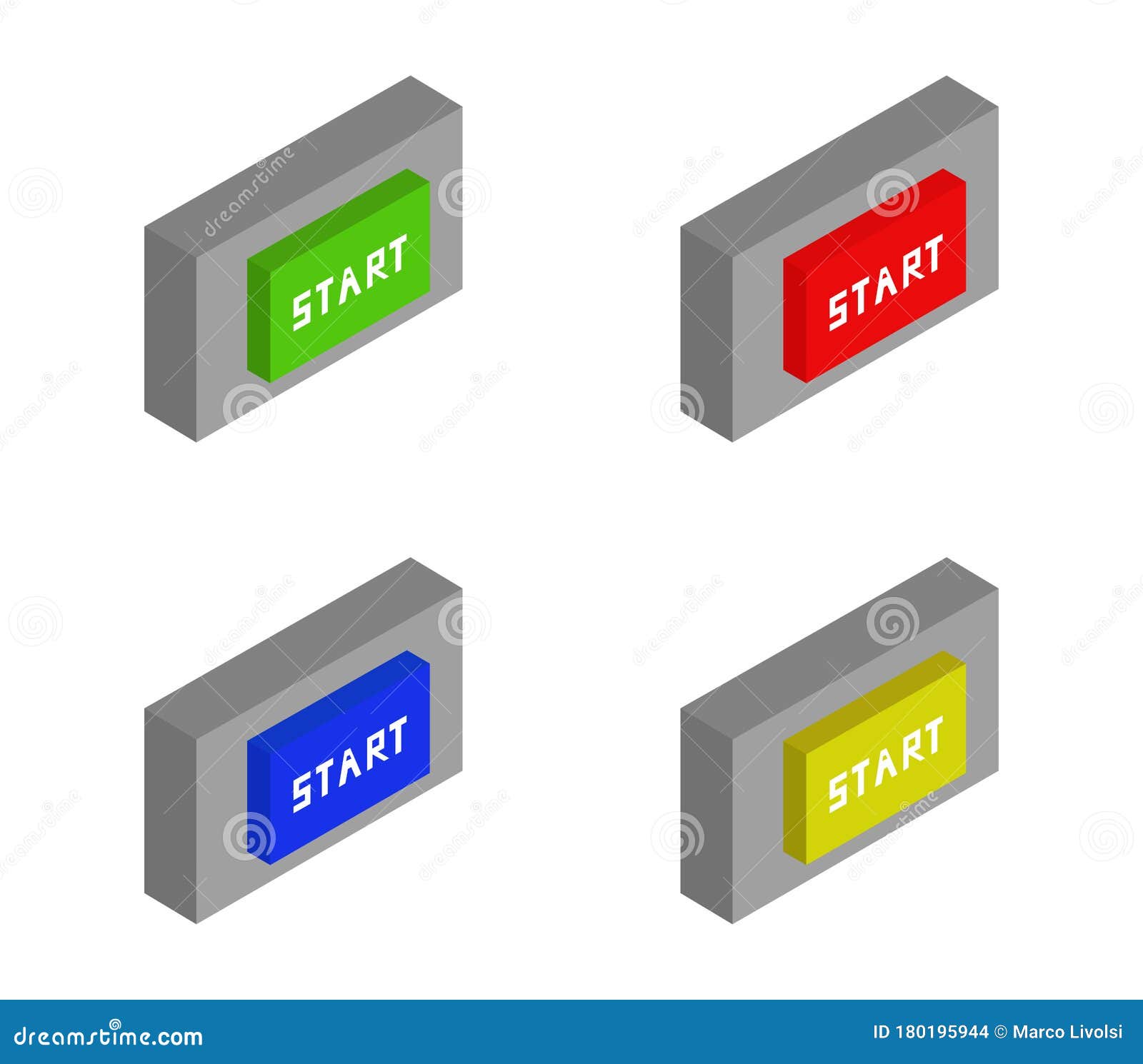 Isometric Start Button Icon Illustrated in Vector on White Background ... Isometric Start Button Icon Illustrated in Vector on White Background ...