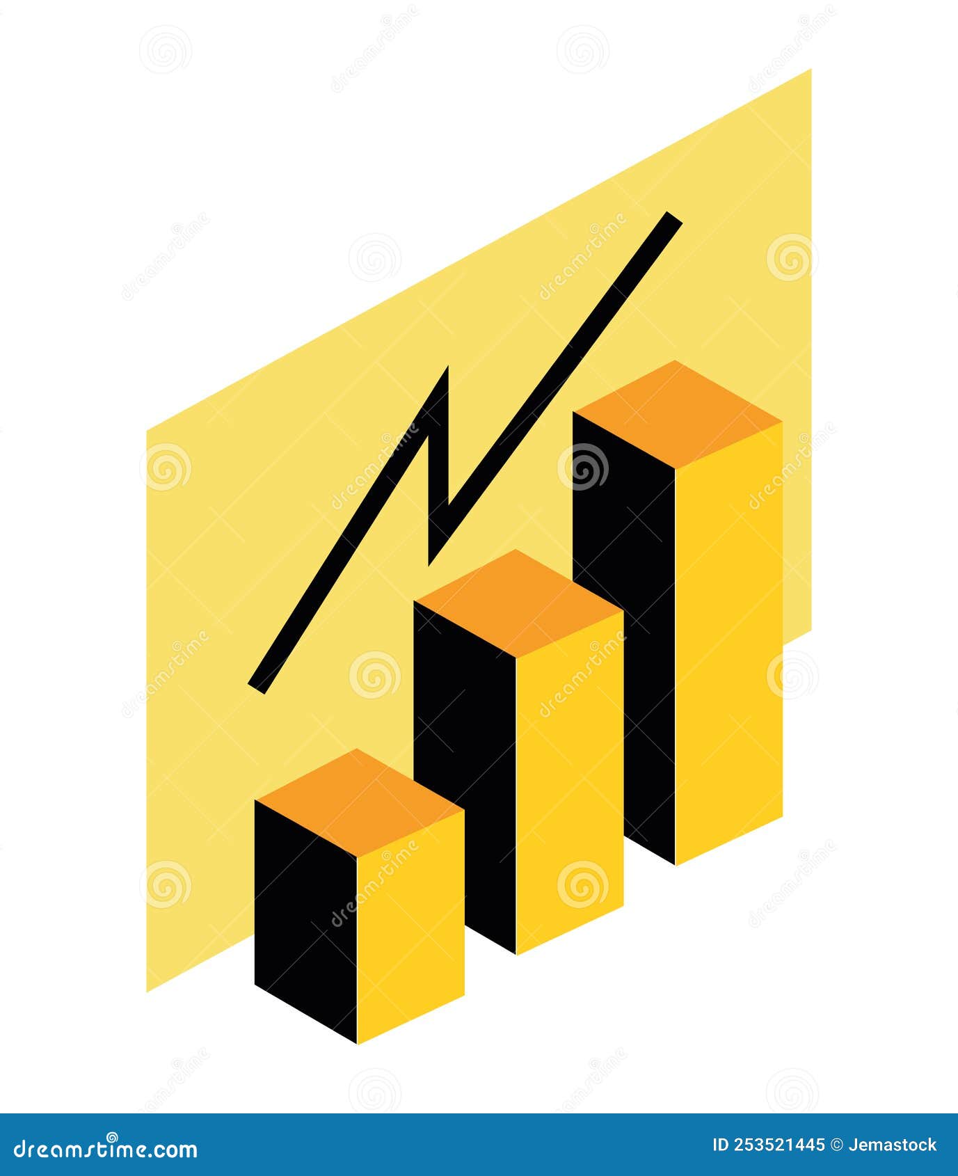 Isometric Statistics Bars and Arrow Stock Vector - Illustration of isolated, infographic: 253521445