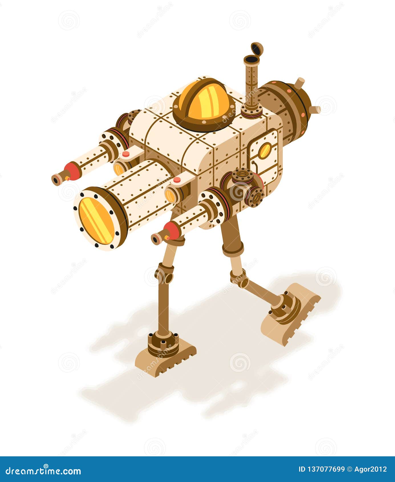 Isometric Steampunk Robot or Fighting Machine Stock Vector ...