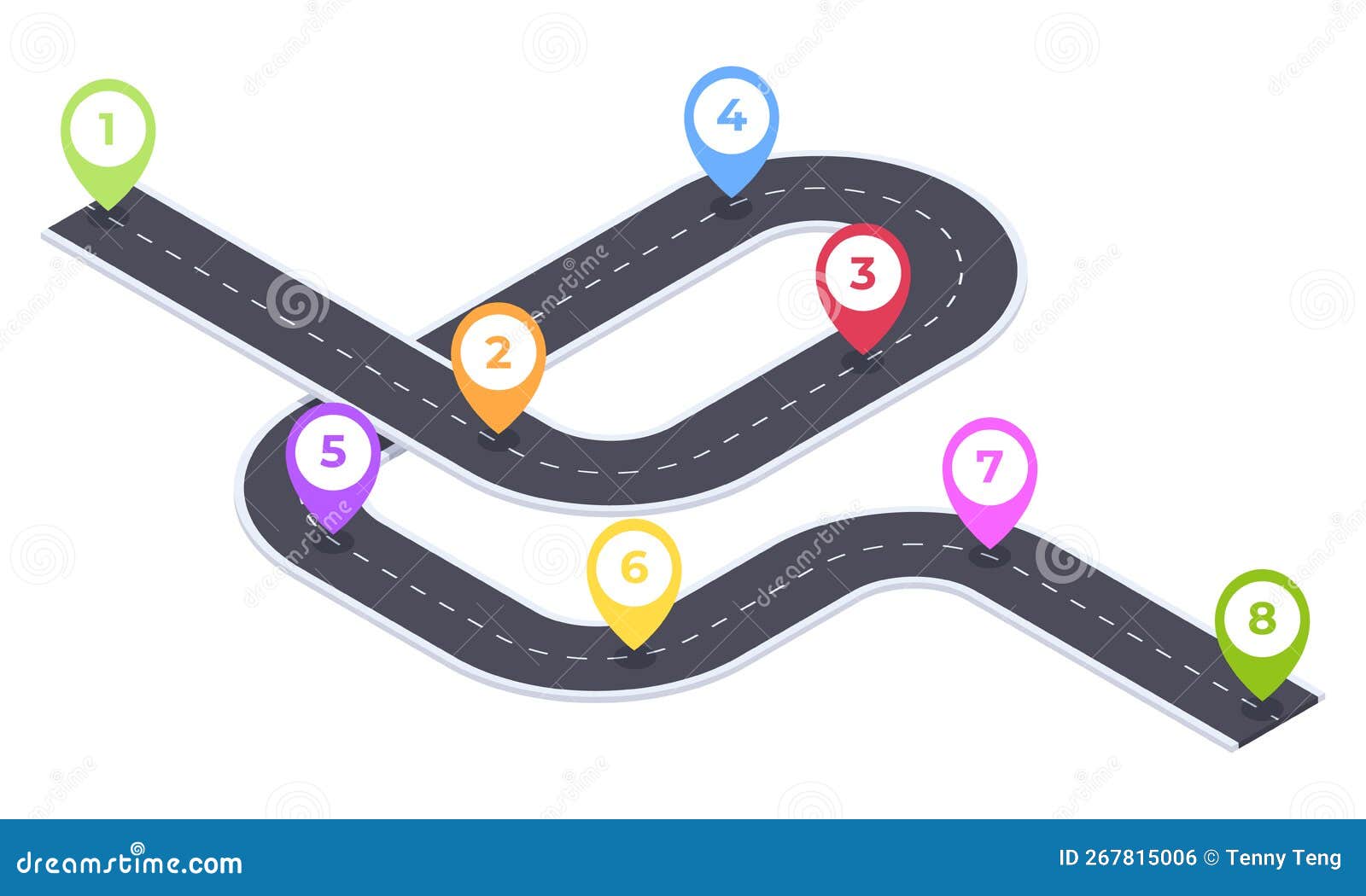 Isometric 8 Steps Timeline Road. Timeline Road Navigation, Roadmap ... Isometric 8 Steps Timeline Road. Timeline Road Navigation, Roadmap ...