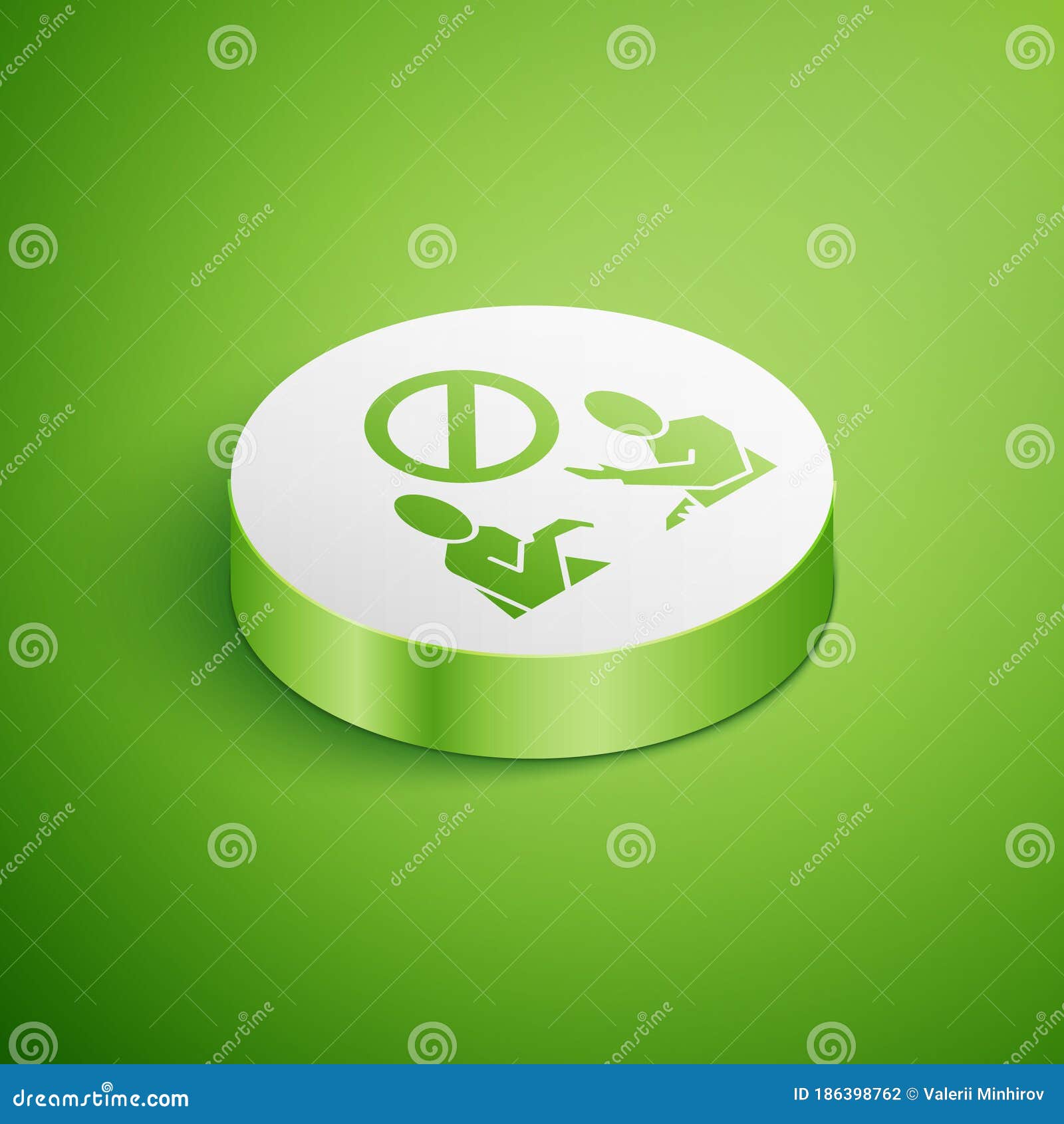 Isometric Stop Plastic Pollution Icon Isolated on Green Background ...
