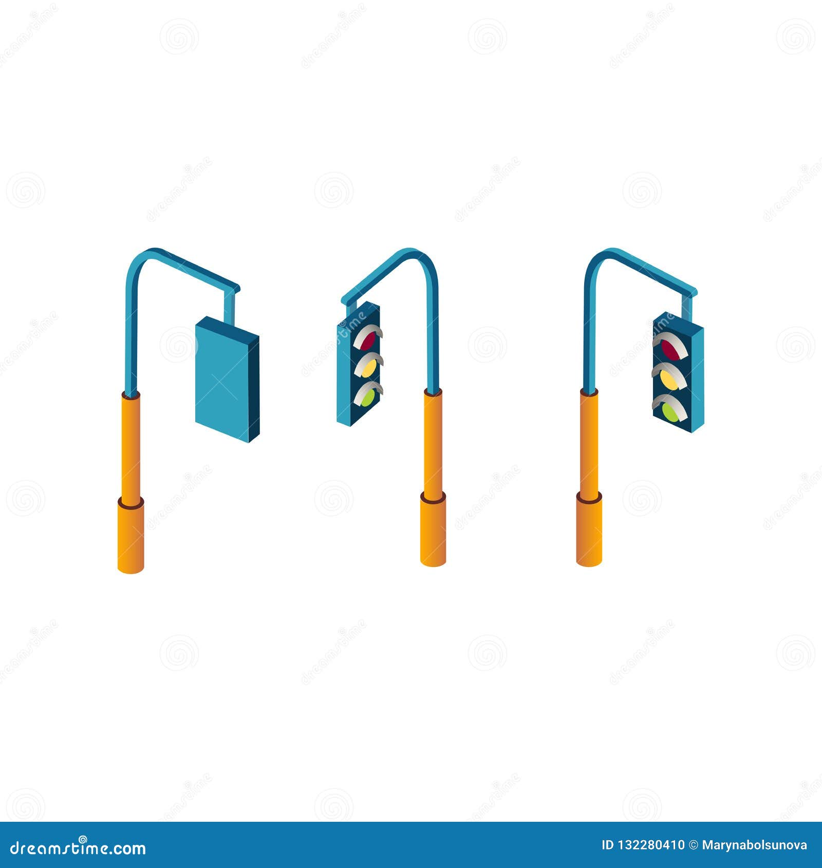 Isometric Stoplight Traffic Light Stock Vector - Illustration of ...