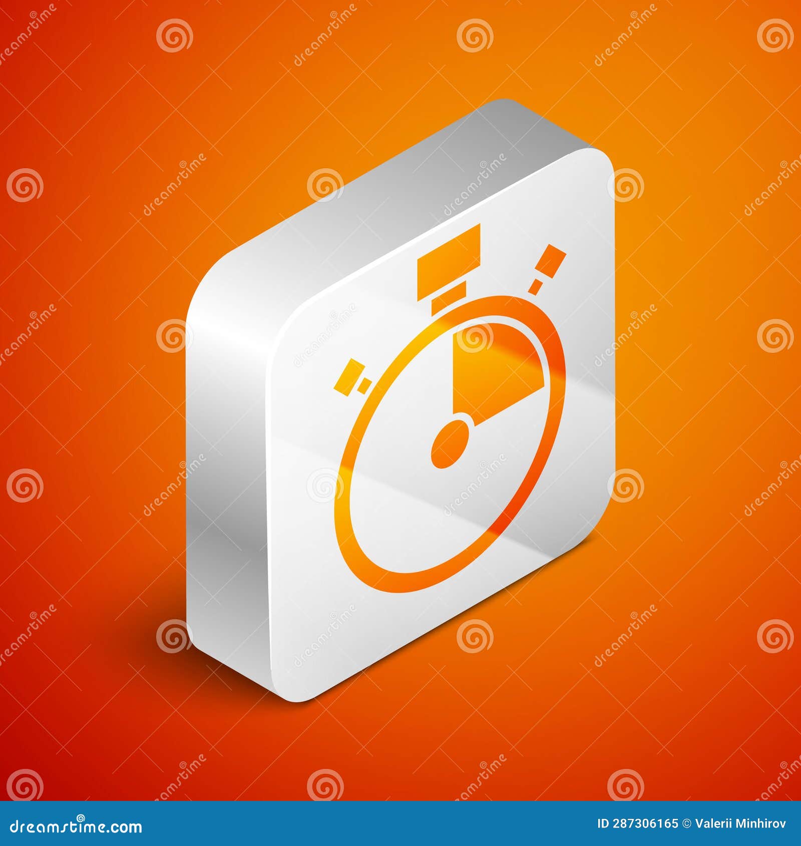 Isometric Stopwatch Icon Isolated on Orange Background. Time Timer Sign ...