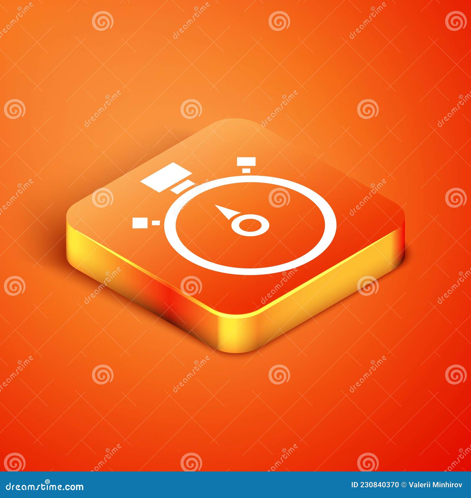 Isometric Stopwatch Icon Isolated on Orange Background. Time Timer Sign ...