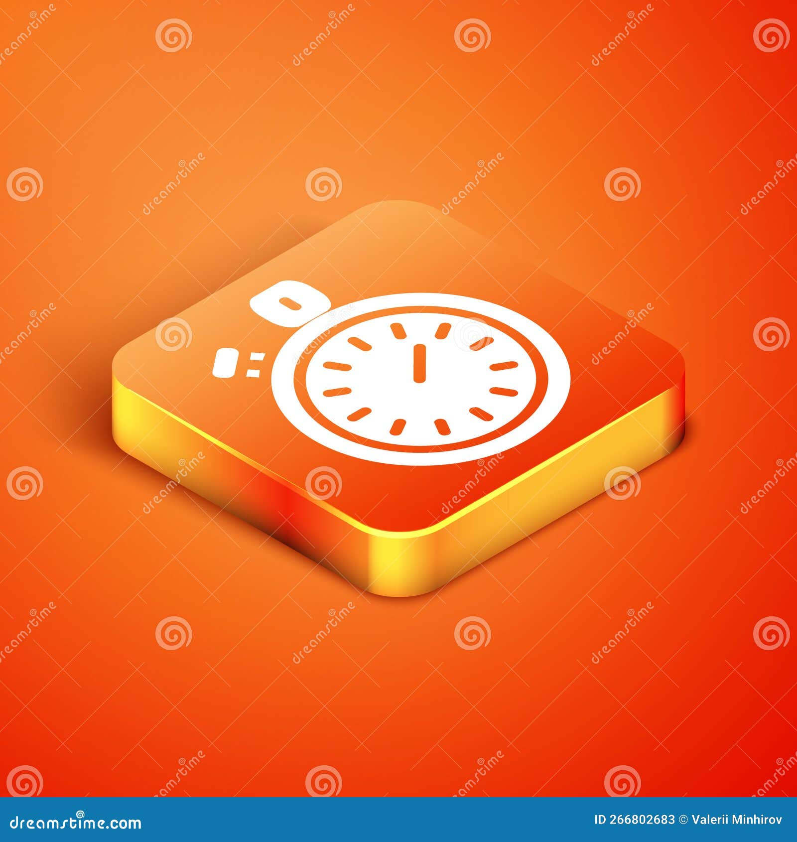 Isometric Stopwatch Icon Isolated on Orange Background. Time Timer Sign ...