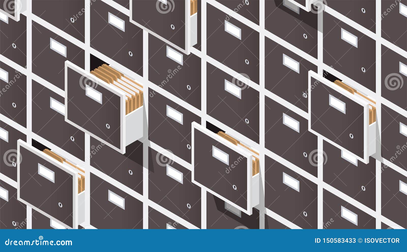 Isometric File Storage Concept Illustration Stock Vector - Illustration ...