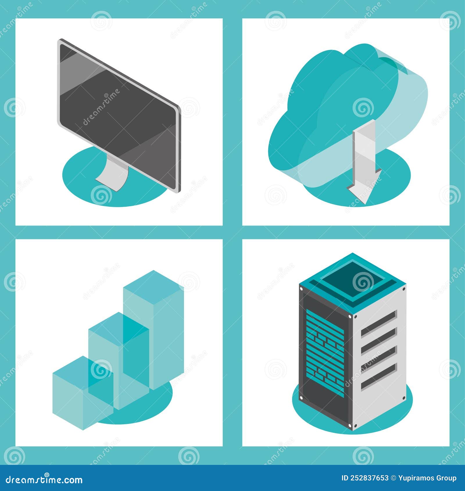 Isometric storage tech stock vector. Illustration of center - 252837653