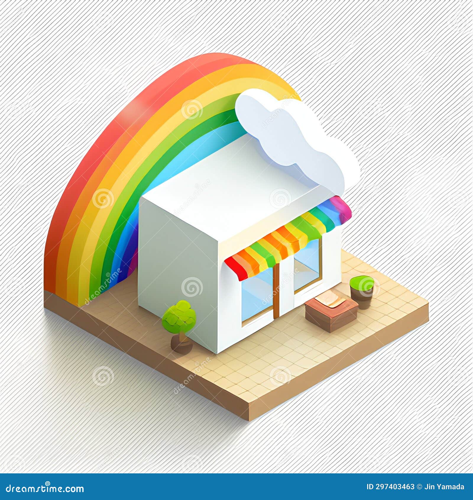 Isometric Store on the Background of a Rainbow. 3d Illustration Stock ...