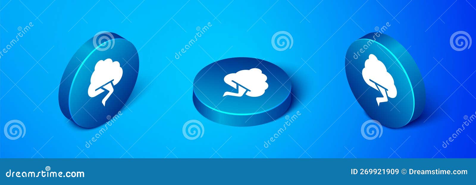 Isometric Storm Icon Isolated on Blue Background. Cloud and Lightning ...