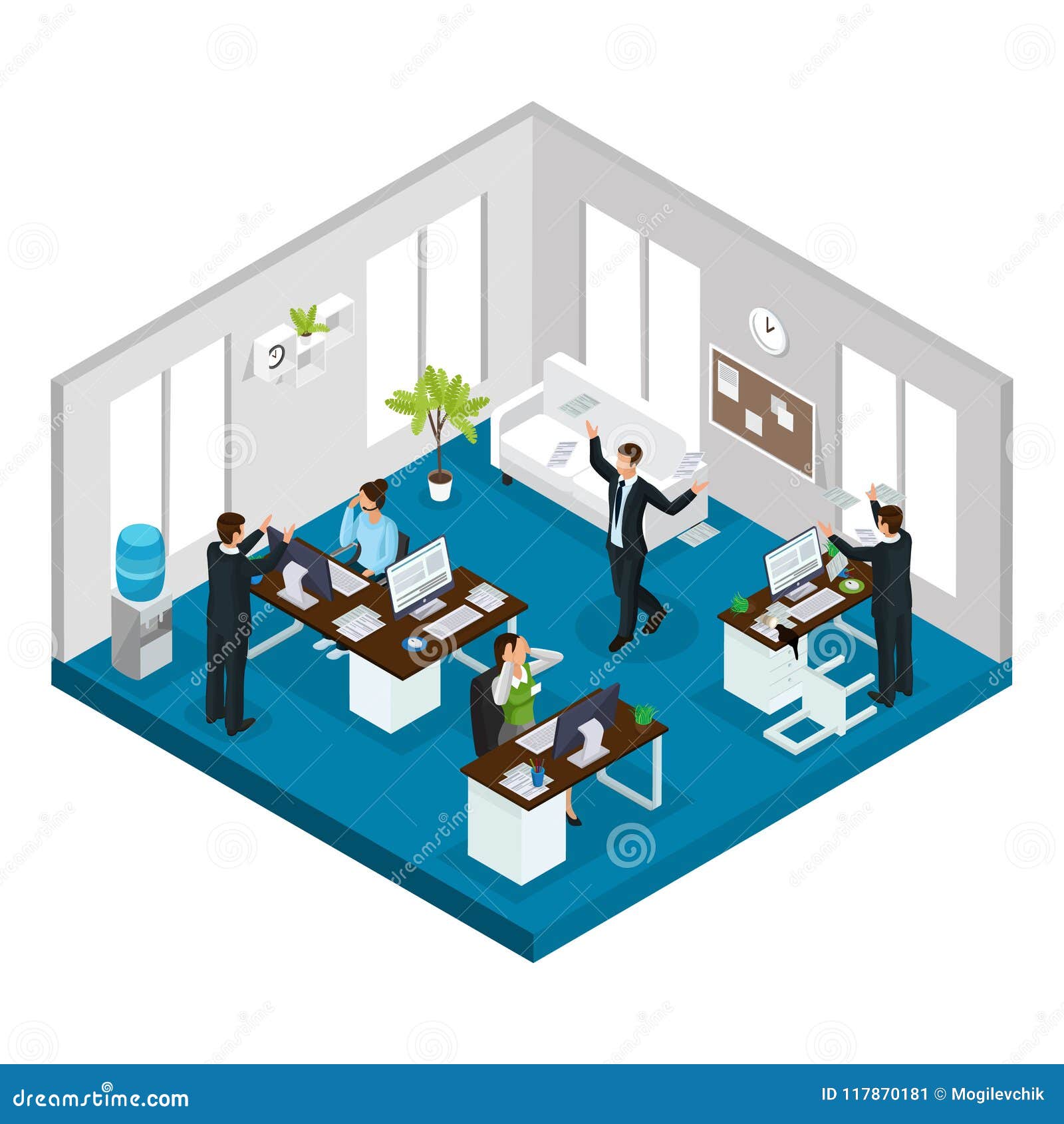 Isometric Stress at Work Concept Stock Vector - Illustration of ...