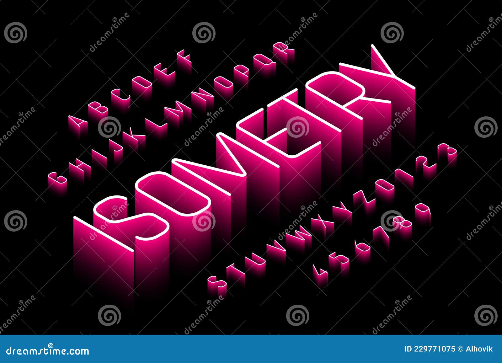 Isometric style font stock vector. Illustration of retro - 229771075