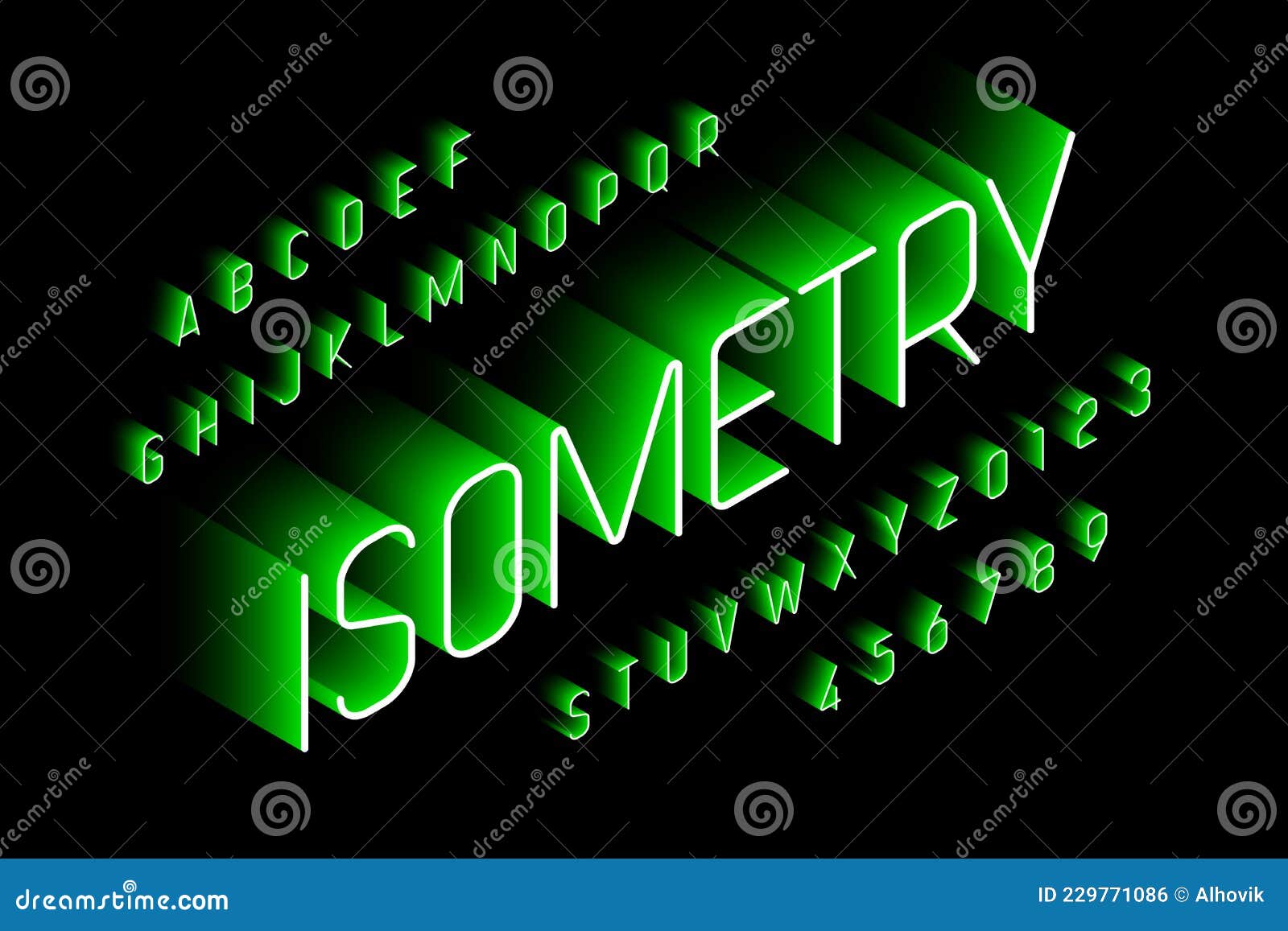 Isometric style font stock vector. Illustration of perspective - 229771086