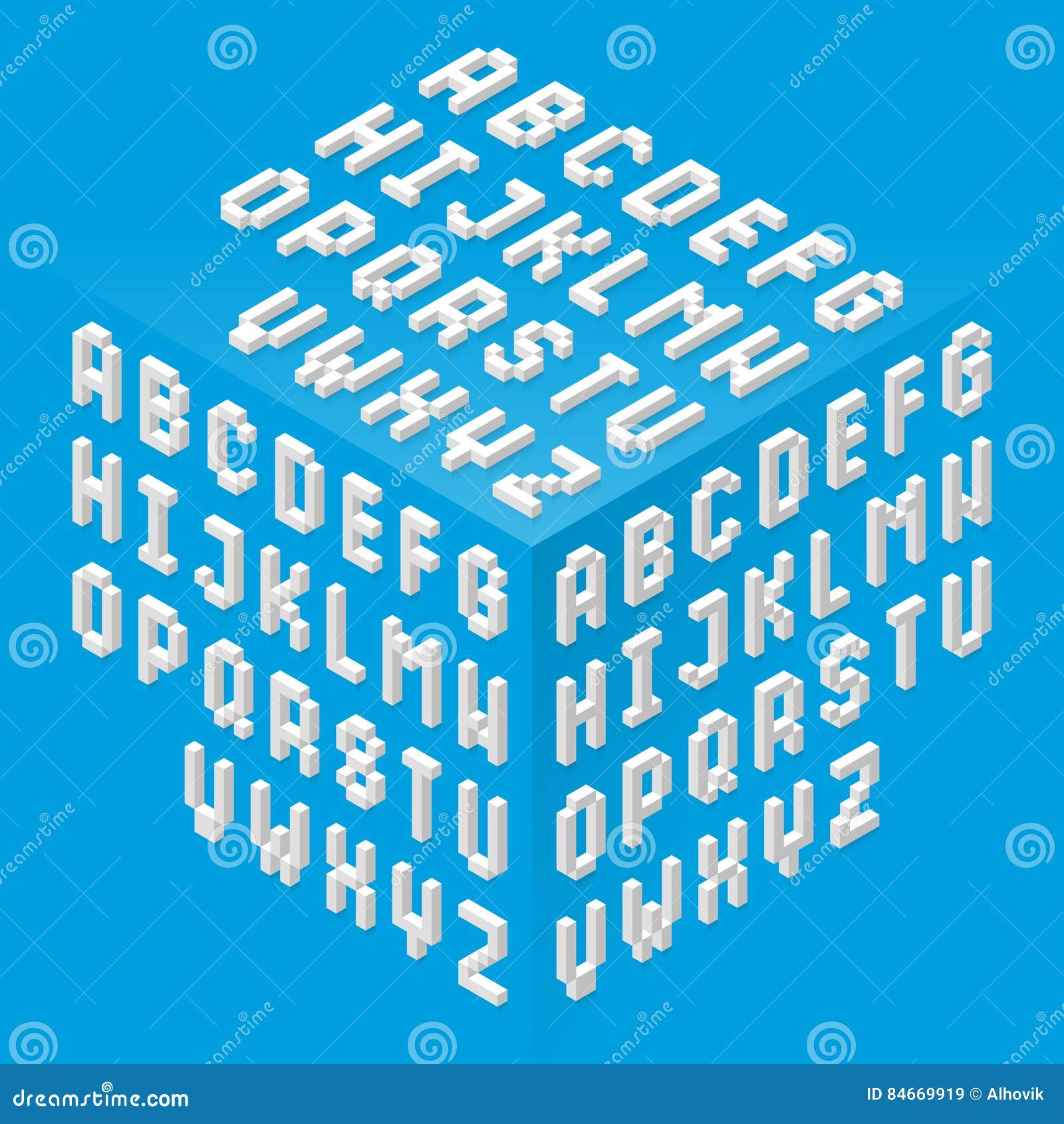 Isometric style fonts set stock vector. Illustration of square - 84669919