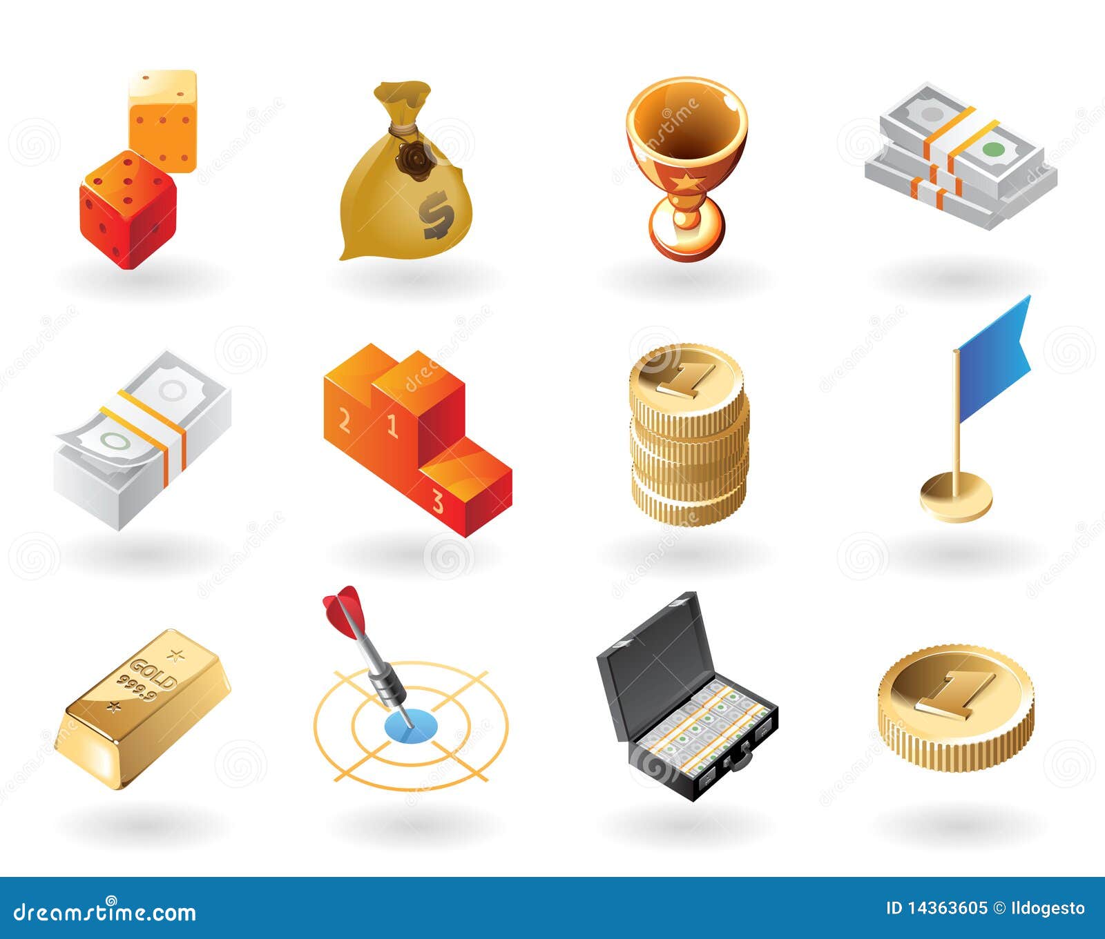 Isometric-style Icons for Awards Stock Vector - Illustration of cash ...