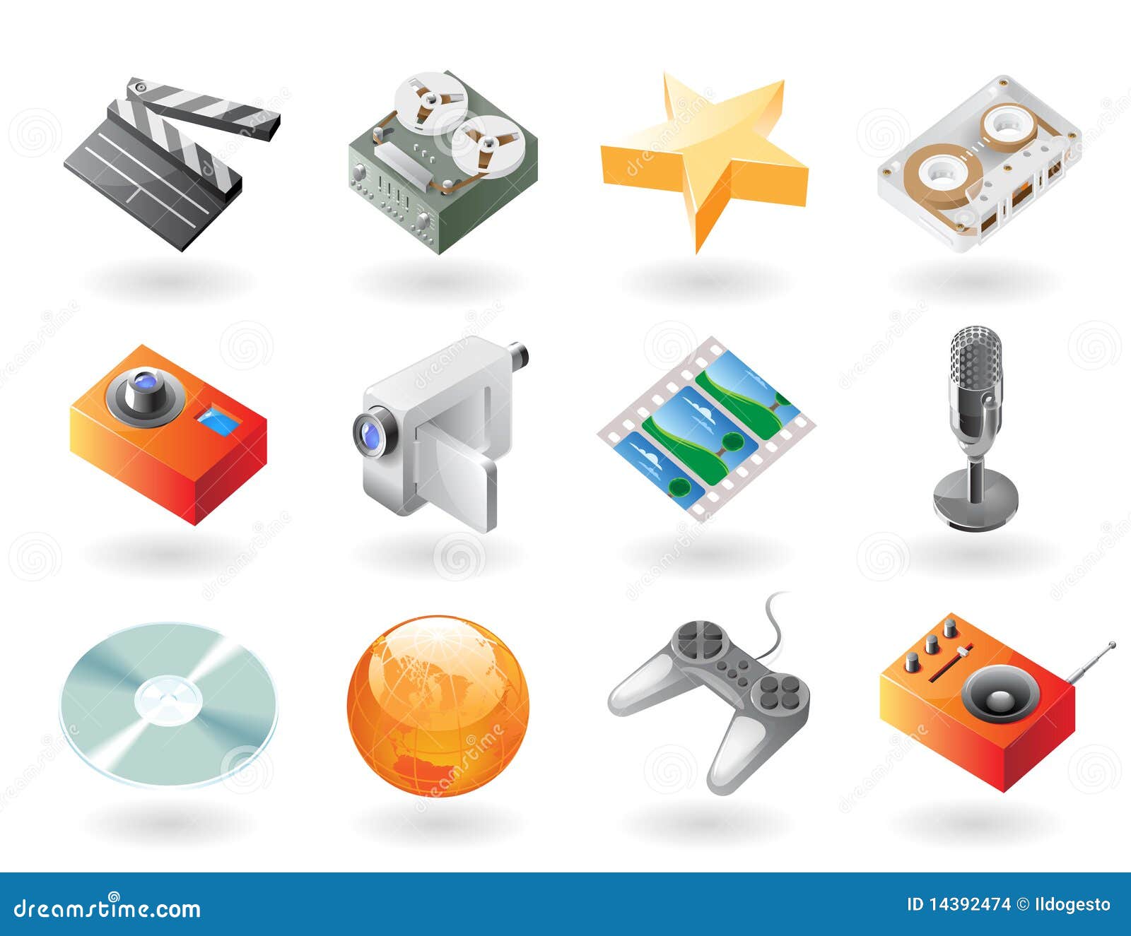 Isometric-style Icons for Entertainment Stock Vector - Illustration of ...