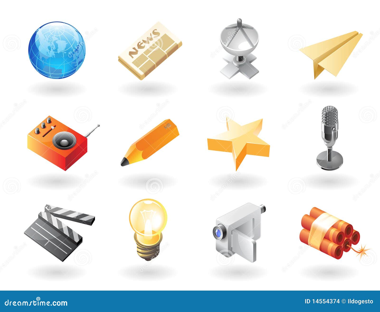 Isometric-style Icons for Mass Media Stock Vector - Illustration of ...