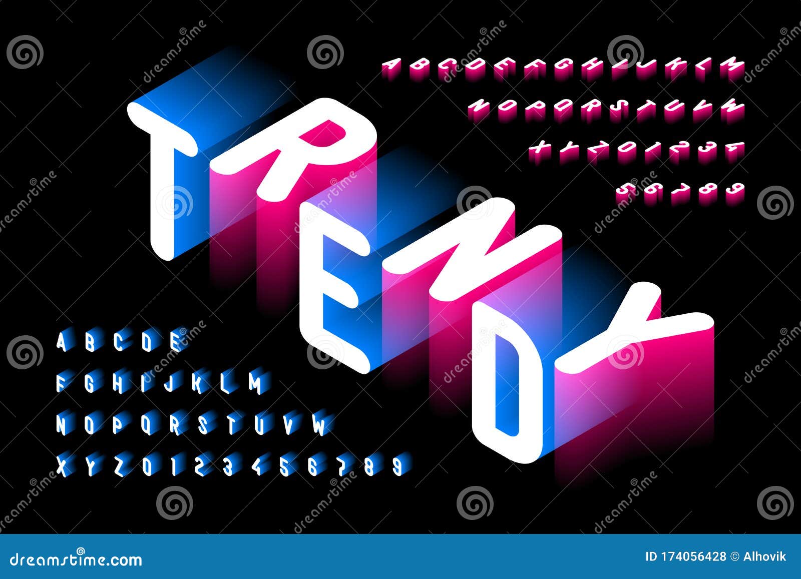 Isometric Style Trendy 3d Font Stock Vector - Illustration of design ...