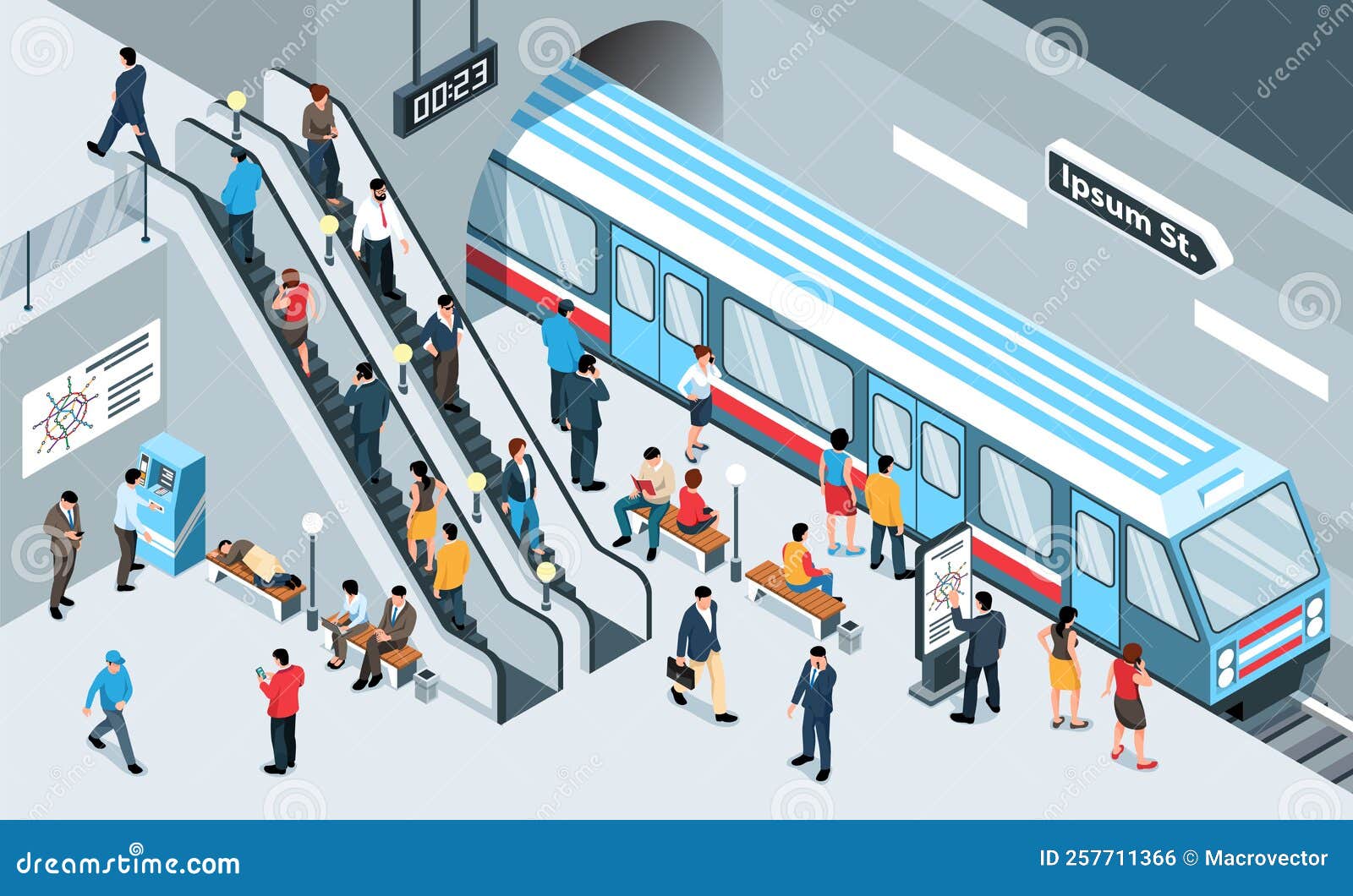 Isometric Subway Infographics Cartoon Vector | CartoonDealer.com #258854037
