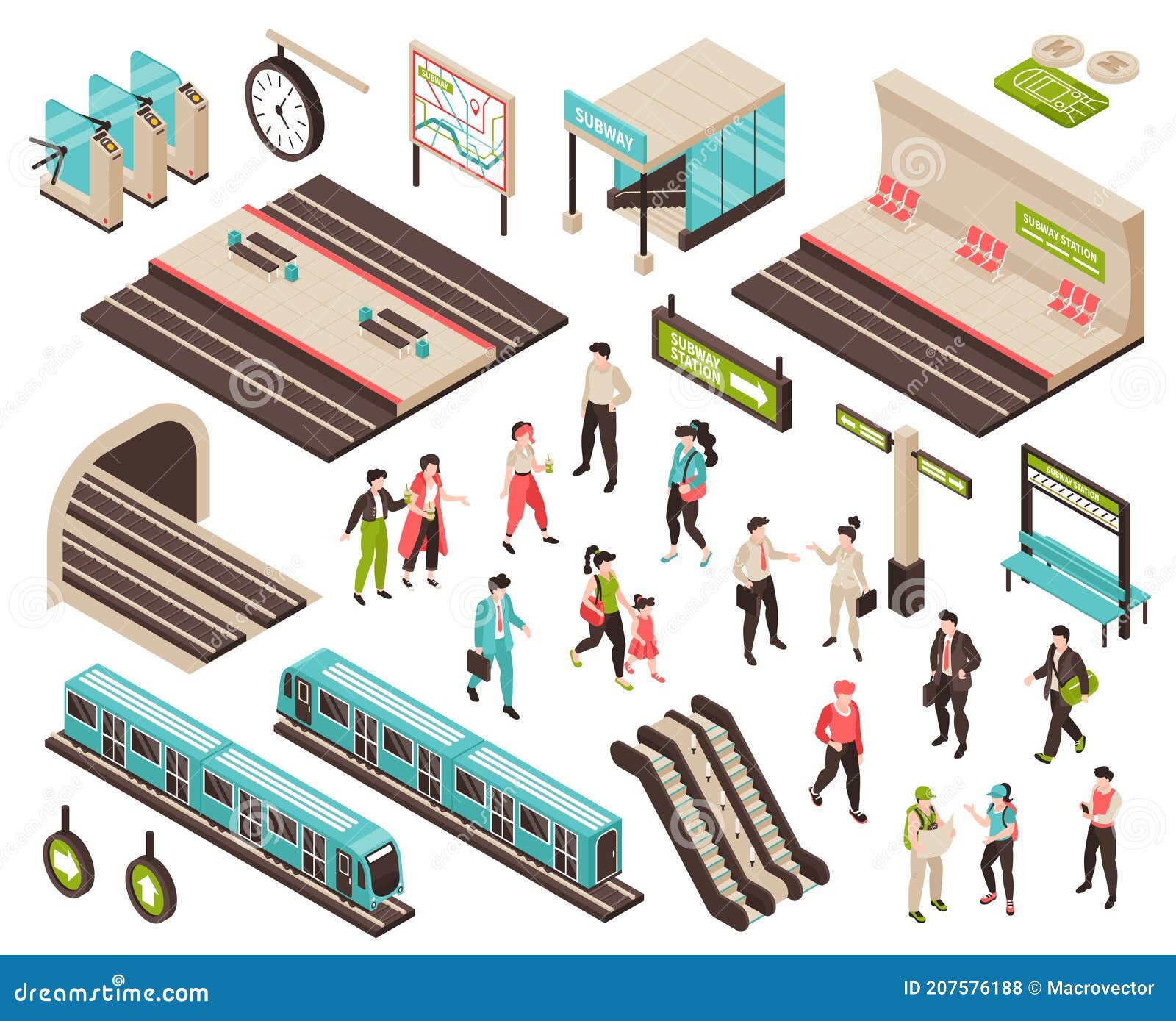 Isometric Subway Station. Multiple Subway Levels With Tunnel Train ...