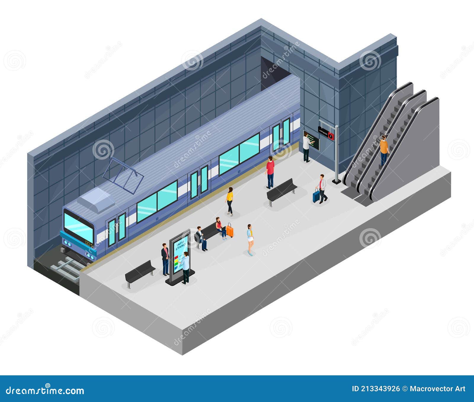 Isometric Subway Station. Multiple Subway Levels With Tunnel Train ...