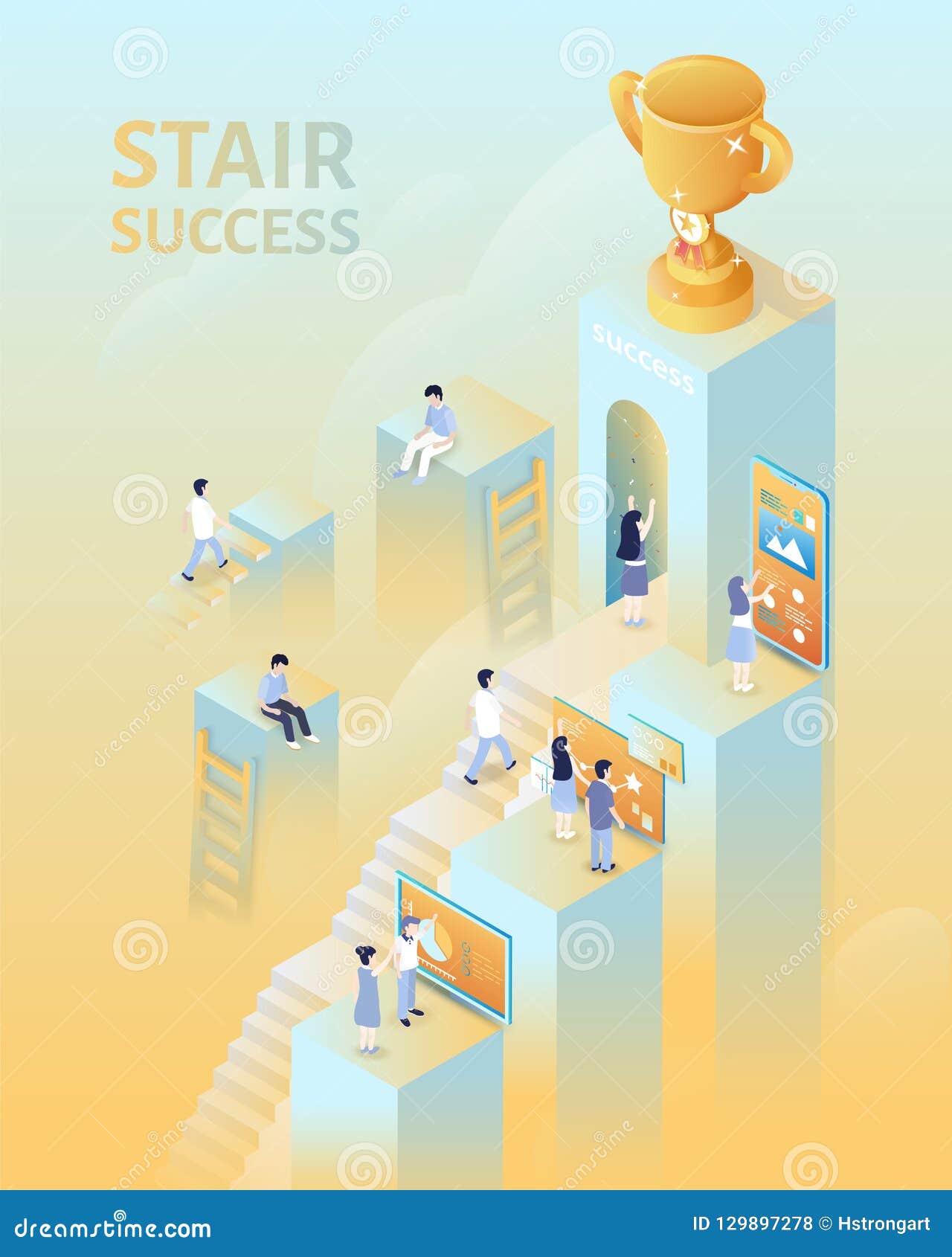 Isometric success concept stock illustration. Illustration of blue ... Isometric success concept stock illustration. Illustration of blue ...