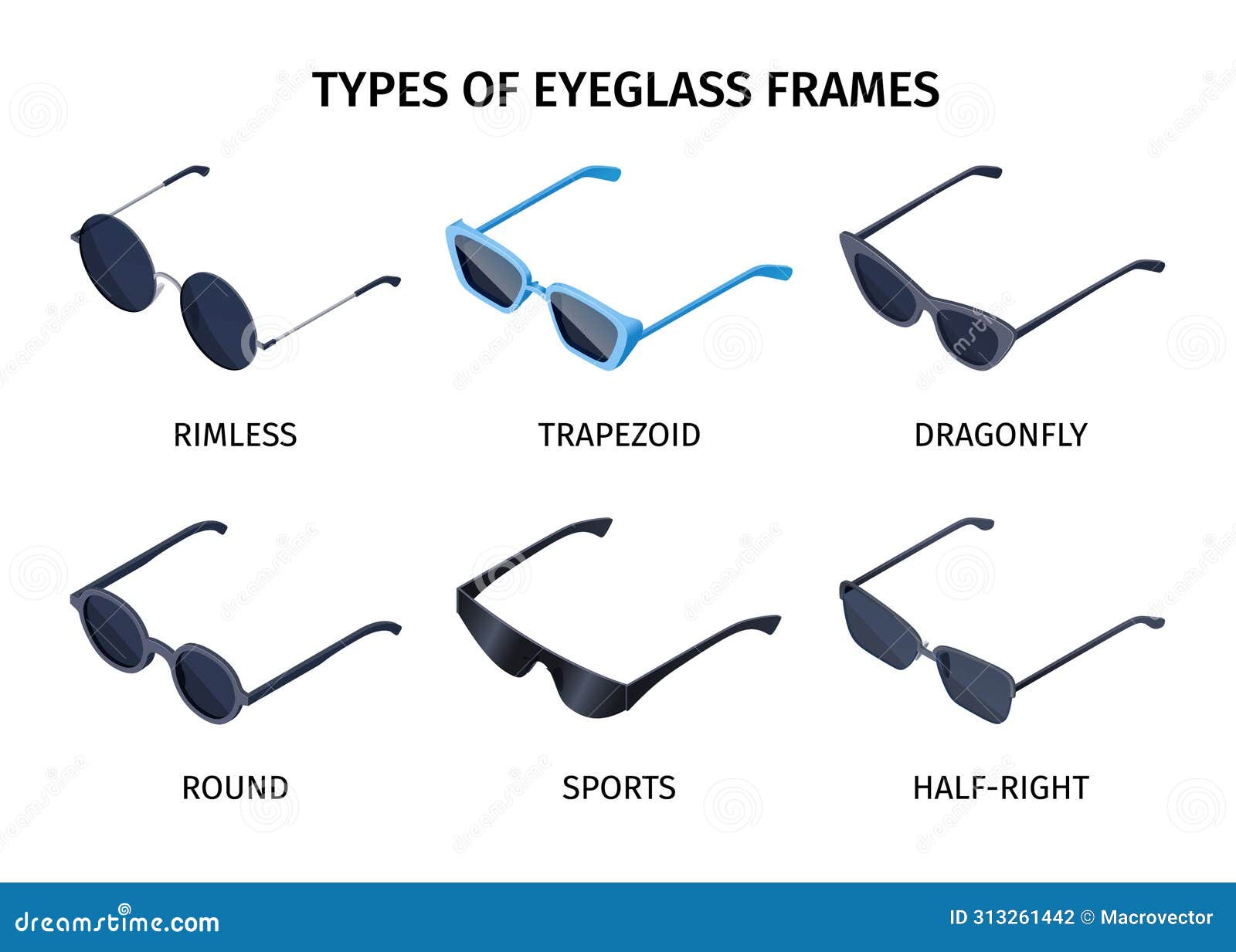 Isometric Sunglasses Elements Collection Stock Illustration ...