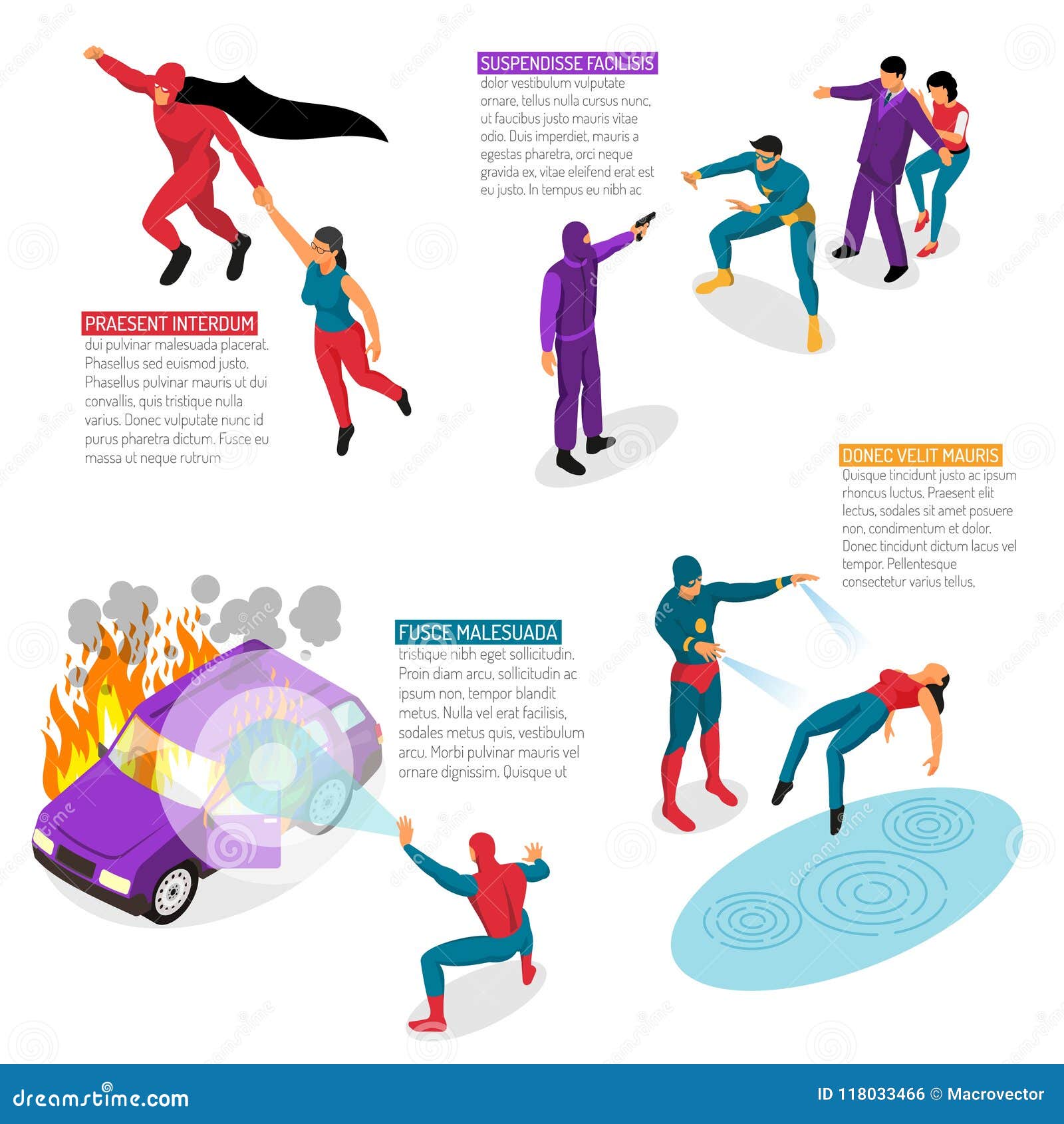 Super Hero Isometric Infographics Stock Vector - Illustration of action ...