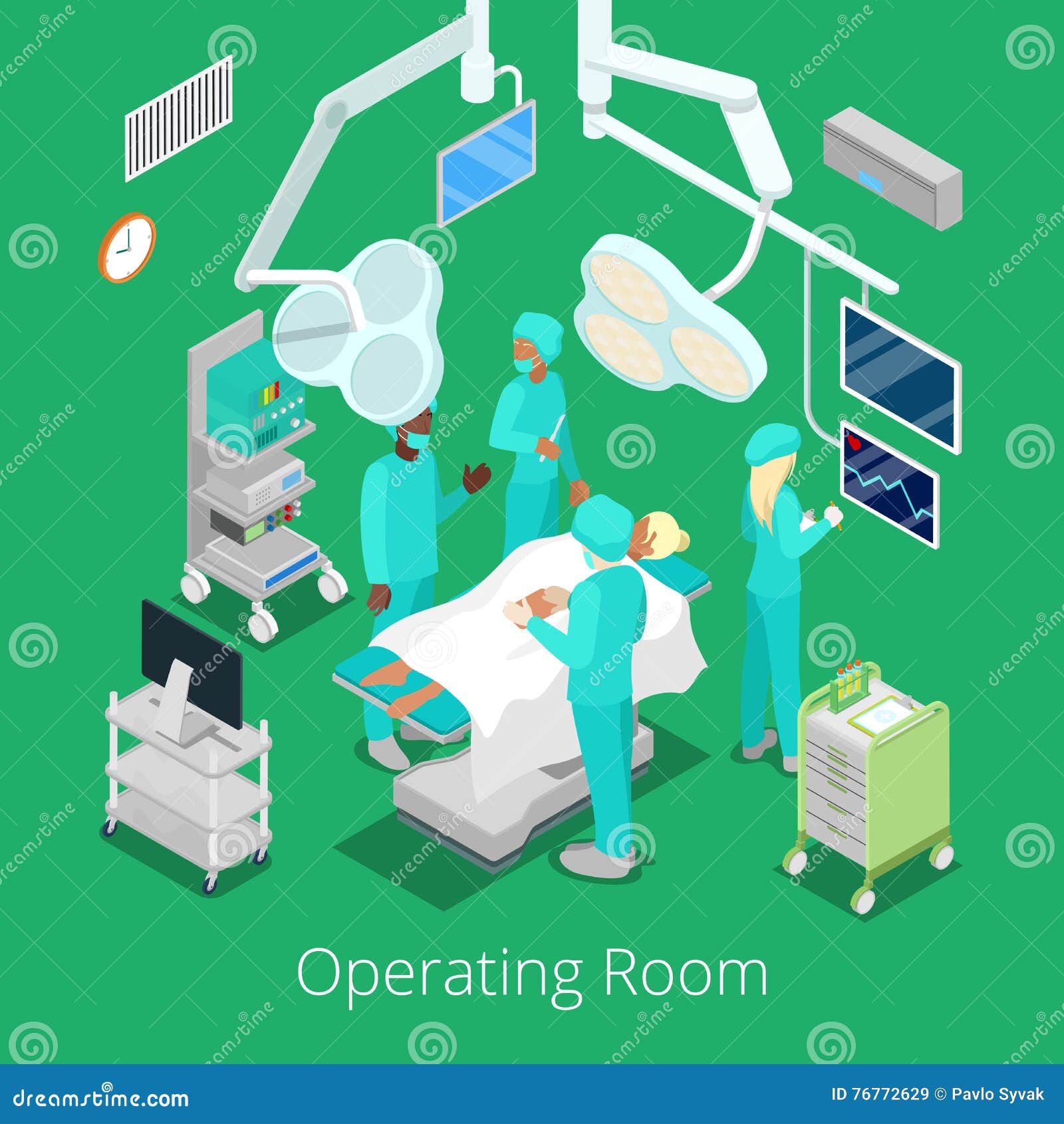 Isometric Surgery Operating Room with Doctors on Operation Process ... Isometric Surgery Operating Room with Doctors on Operation Process ...