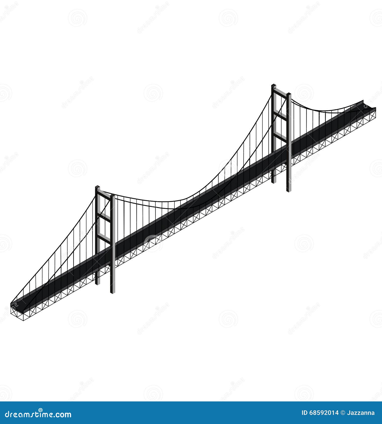 Isometric Suspension Bridge Stock Vector - Illustration of bridge ...
